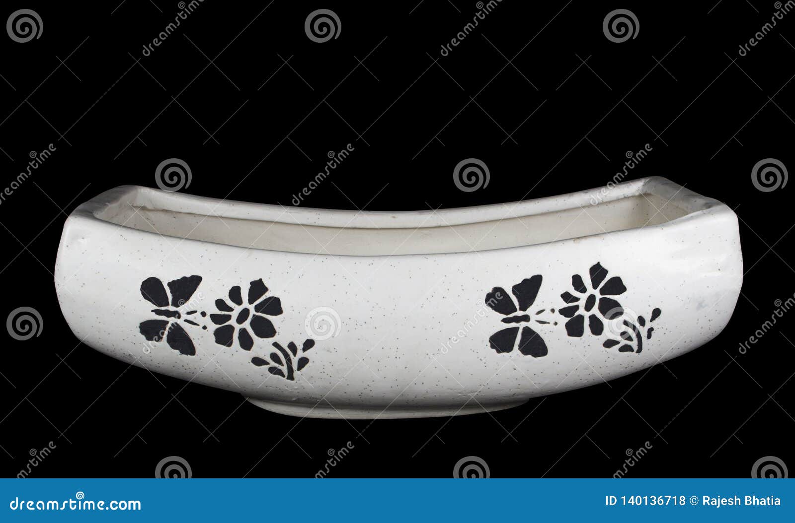 Boat Shape Ceramic Pot for Plant with Butterfly and Flower Pattern ...
