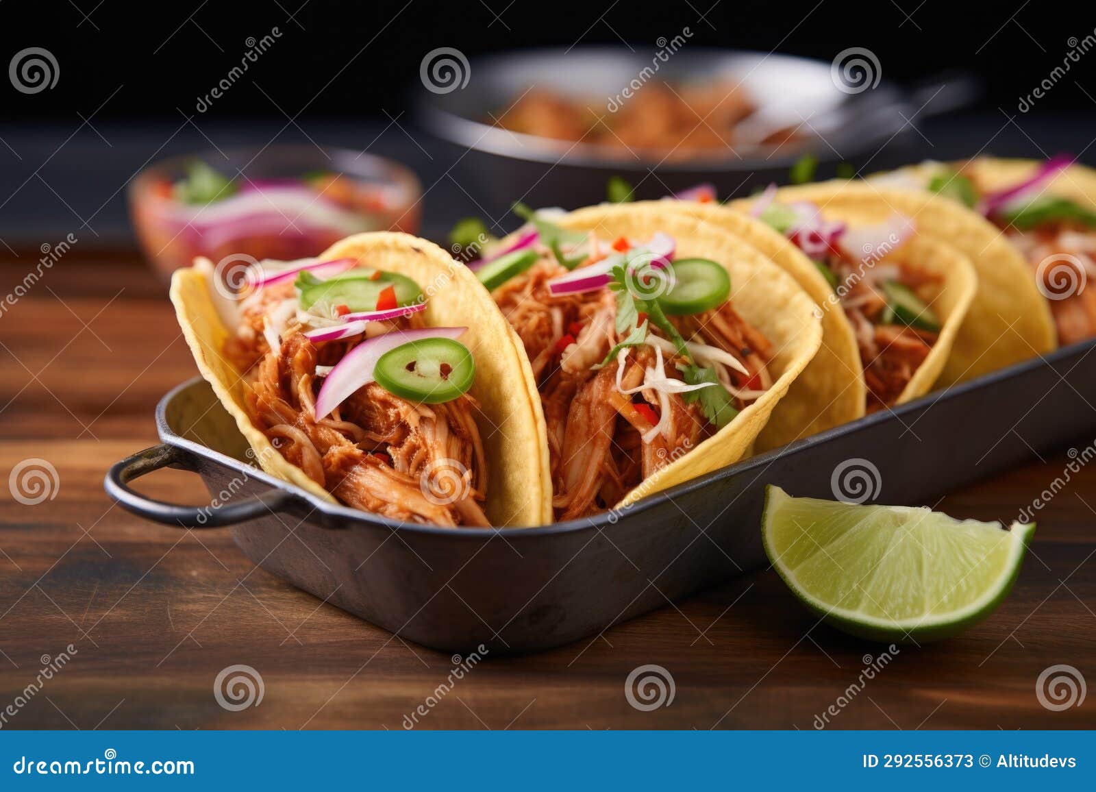Boat Shaped Crispy Taco Shell Filled with Bourbon Bbq Pulled Chicken ...