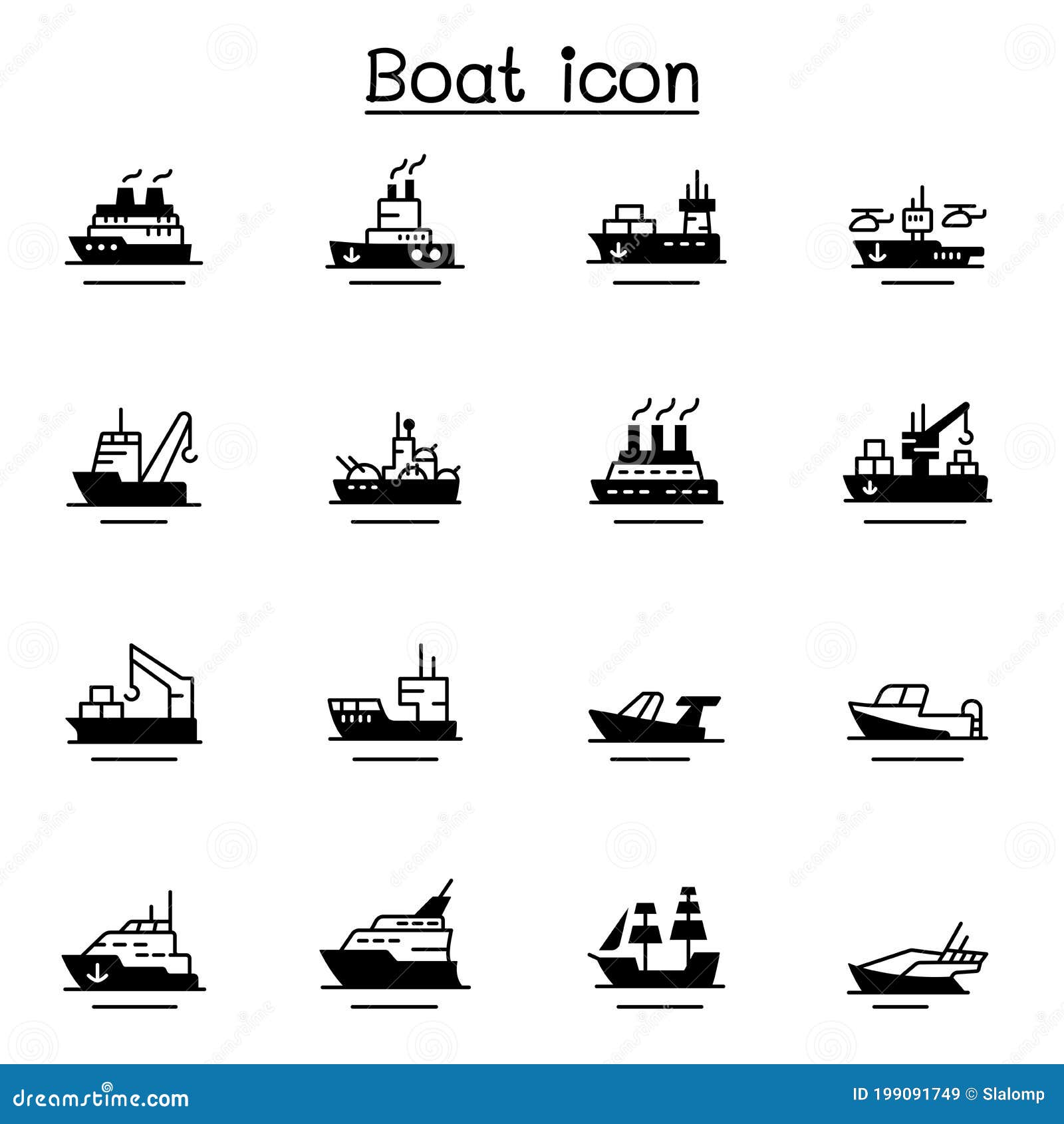 Boat, Ship Icon Set Vectorillustration Graphic Design Stock Vector ...
