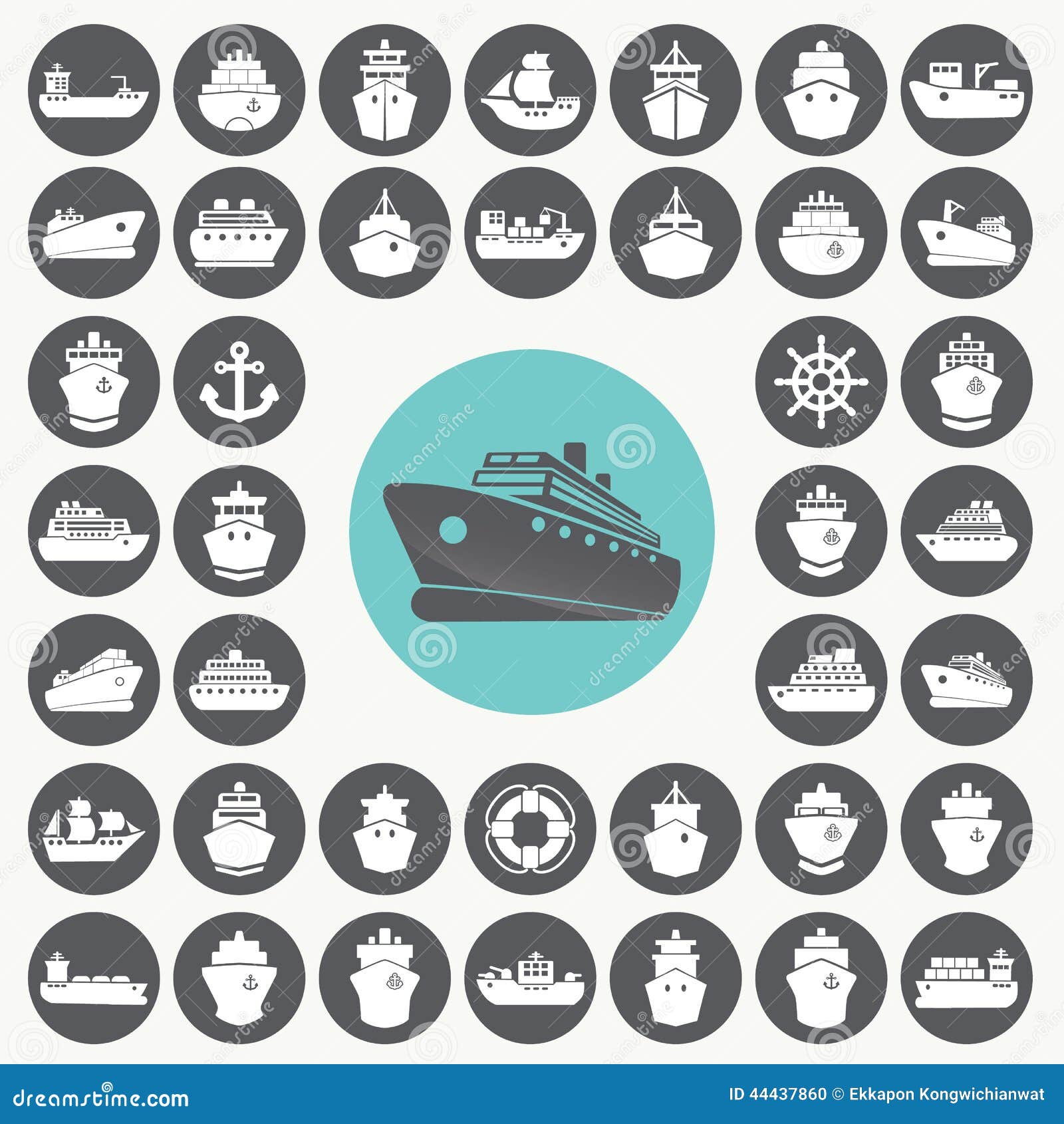 Boat and ship icons set. stock illustration. Illustration of inflate ...