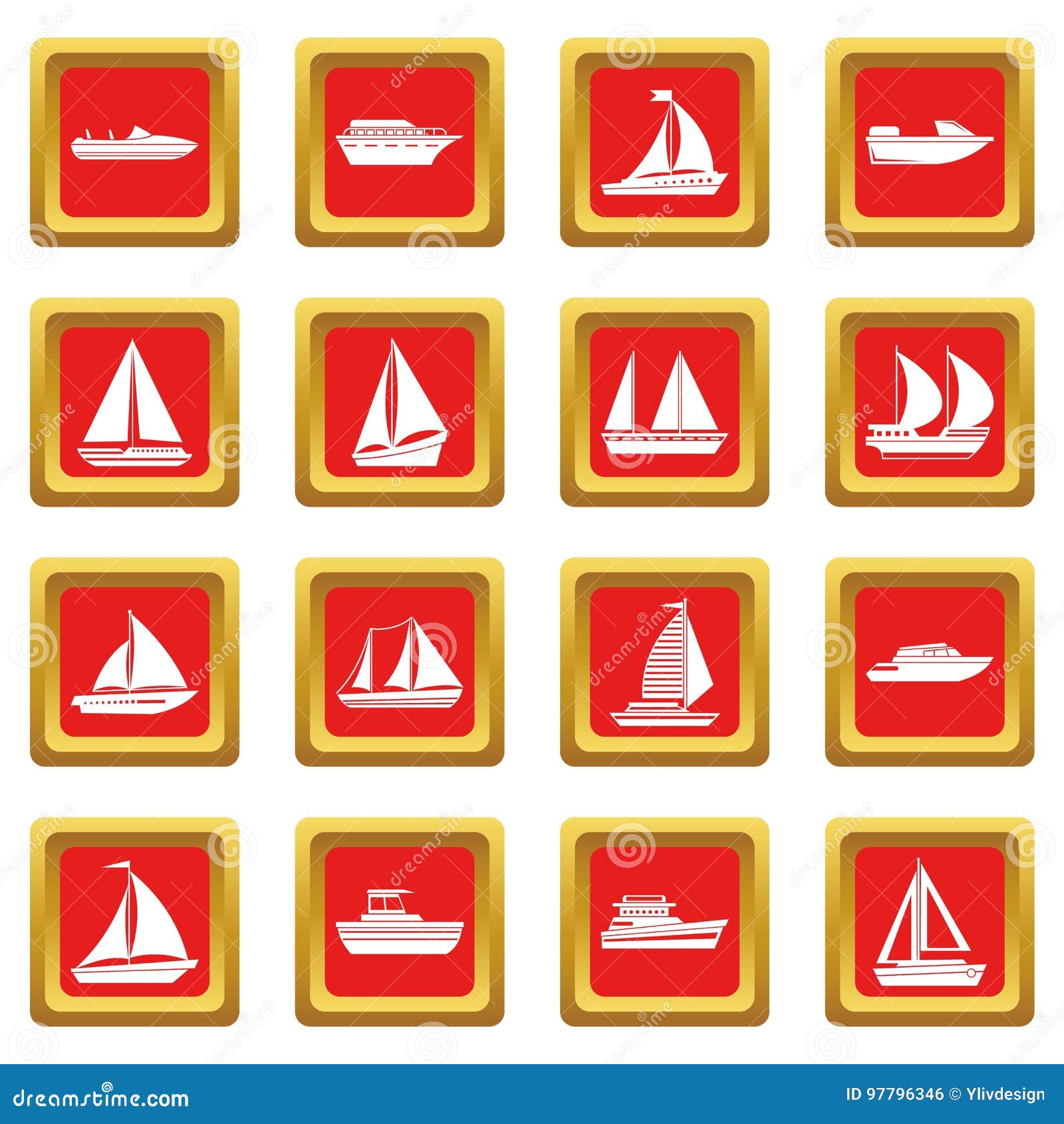 Boat and Ship Icons Set Red Stock Vector - Illustration of speed ...
