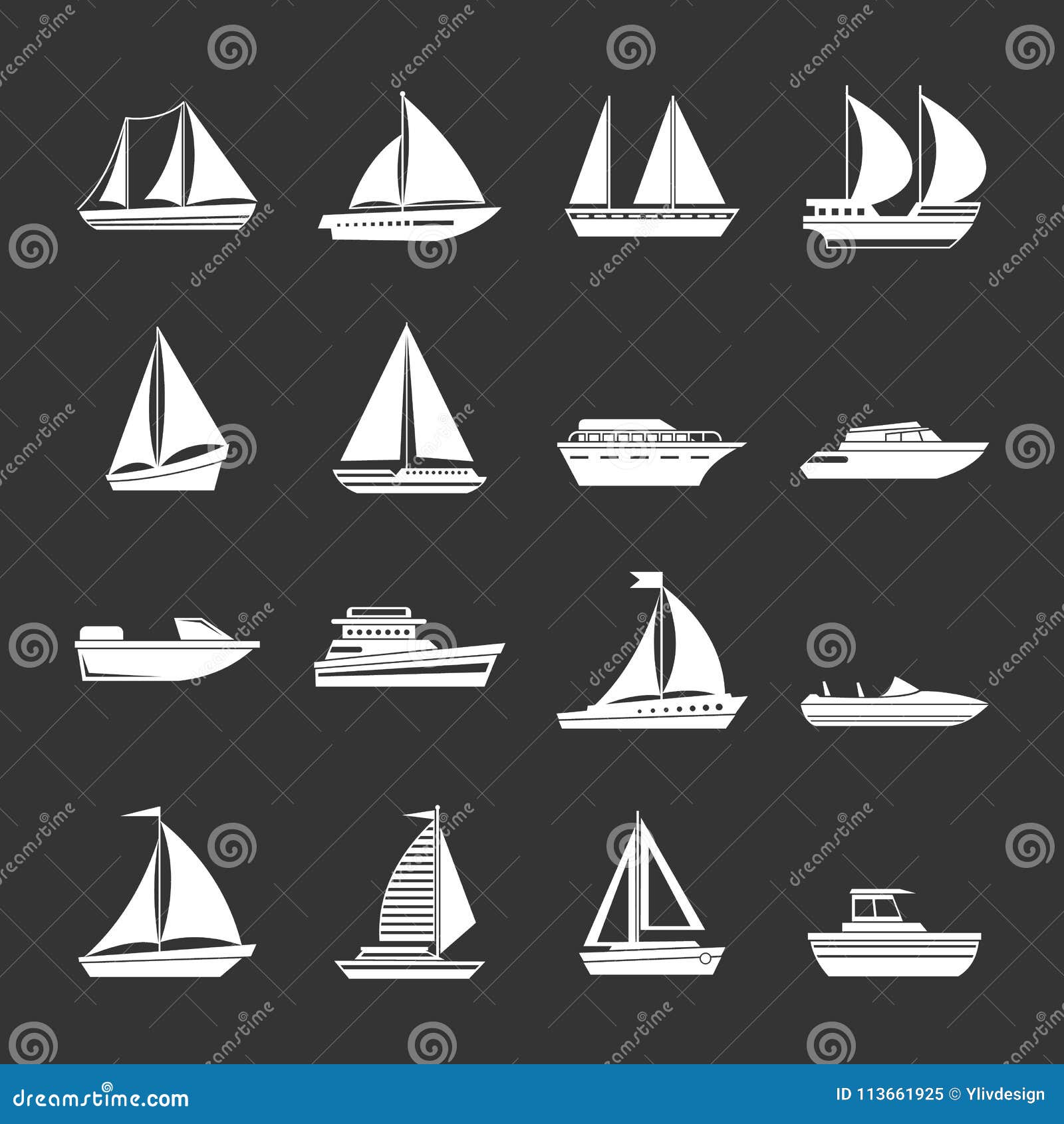 Boat and Ship Icons Set Grey Vector Stock Vector - Illustration of ...