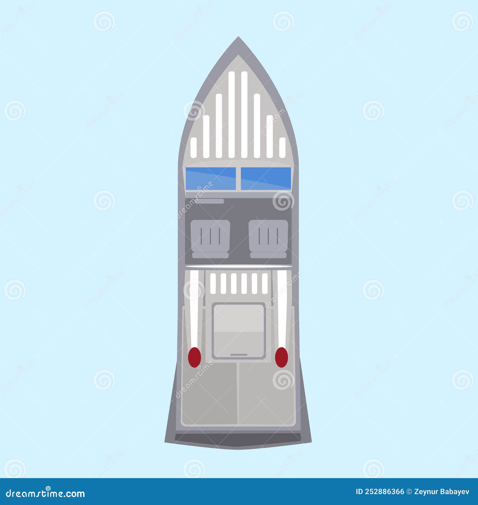 Boat or Ship with Top View and Flat Design Stock Vector - Illustration ...