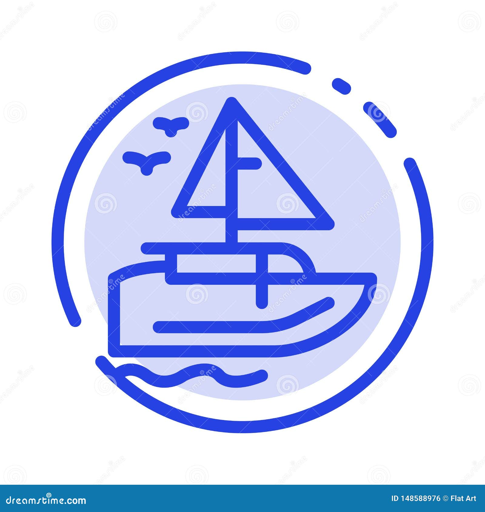 Boat, Ship, Transport, Vessel Blue Dotted Line Line Icon Stock Vector ...
