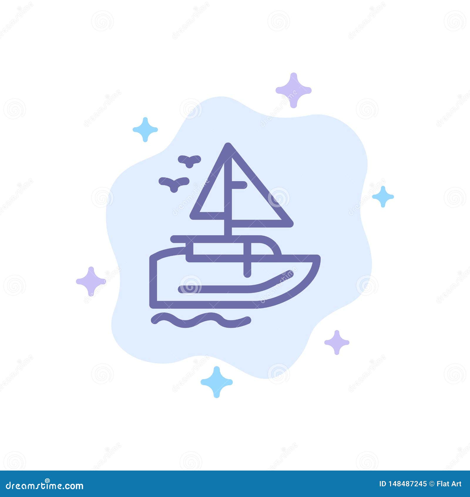 Boat, Ship, Transport, Vessel Blue Icon on Abstract Cloud Background ...