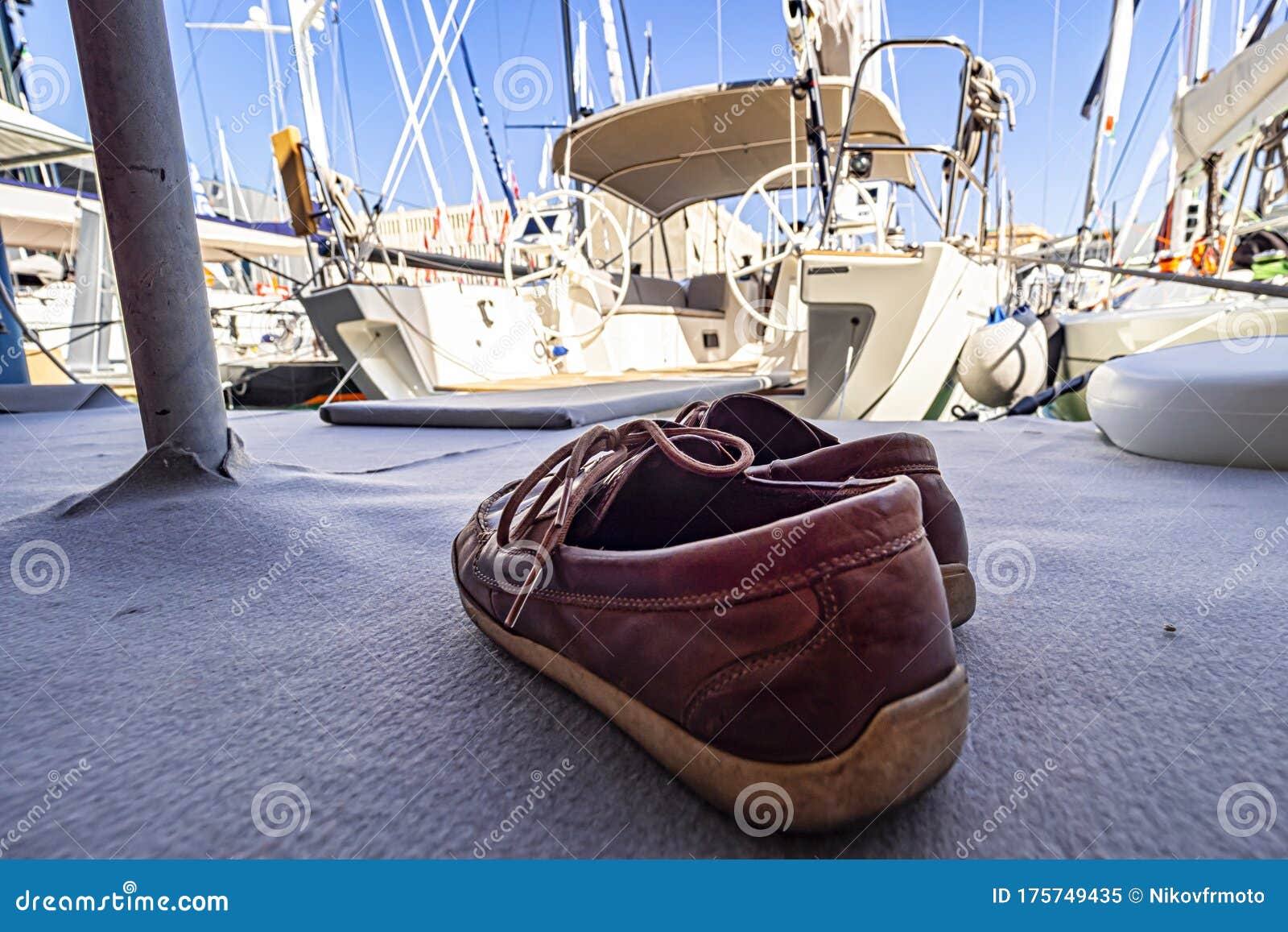 Boat shoes on the dock stock image. Image of conceptual - 175749435