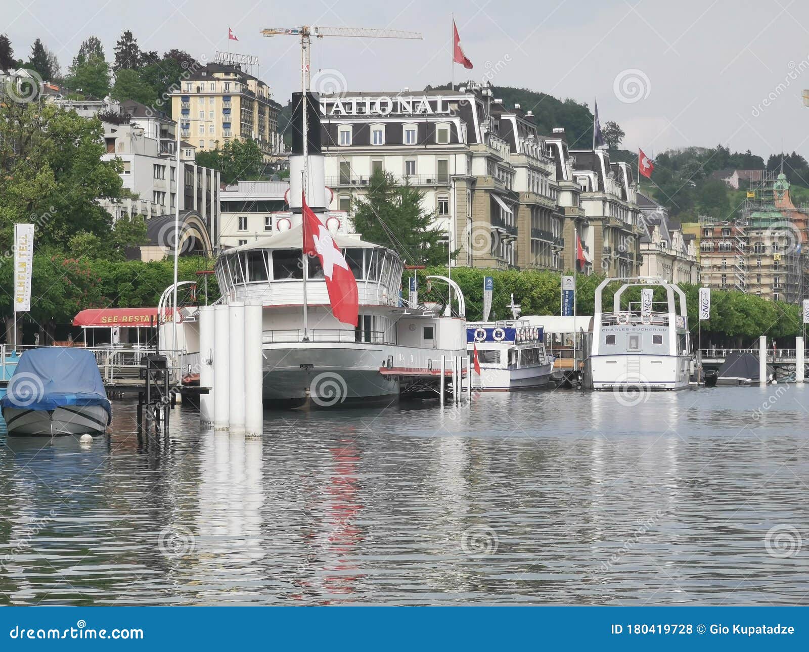 Boat Shore Luzern Switzerland Editorial Stock Photo - Image of boating ...