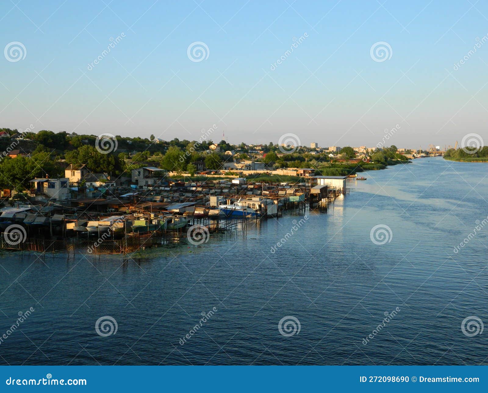 Boat station near Kherson stock photo. Image of shore - 272098690