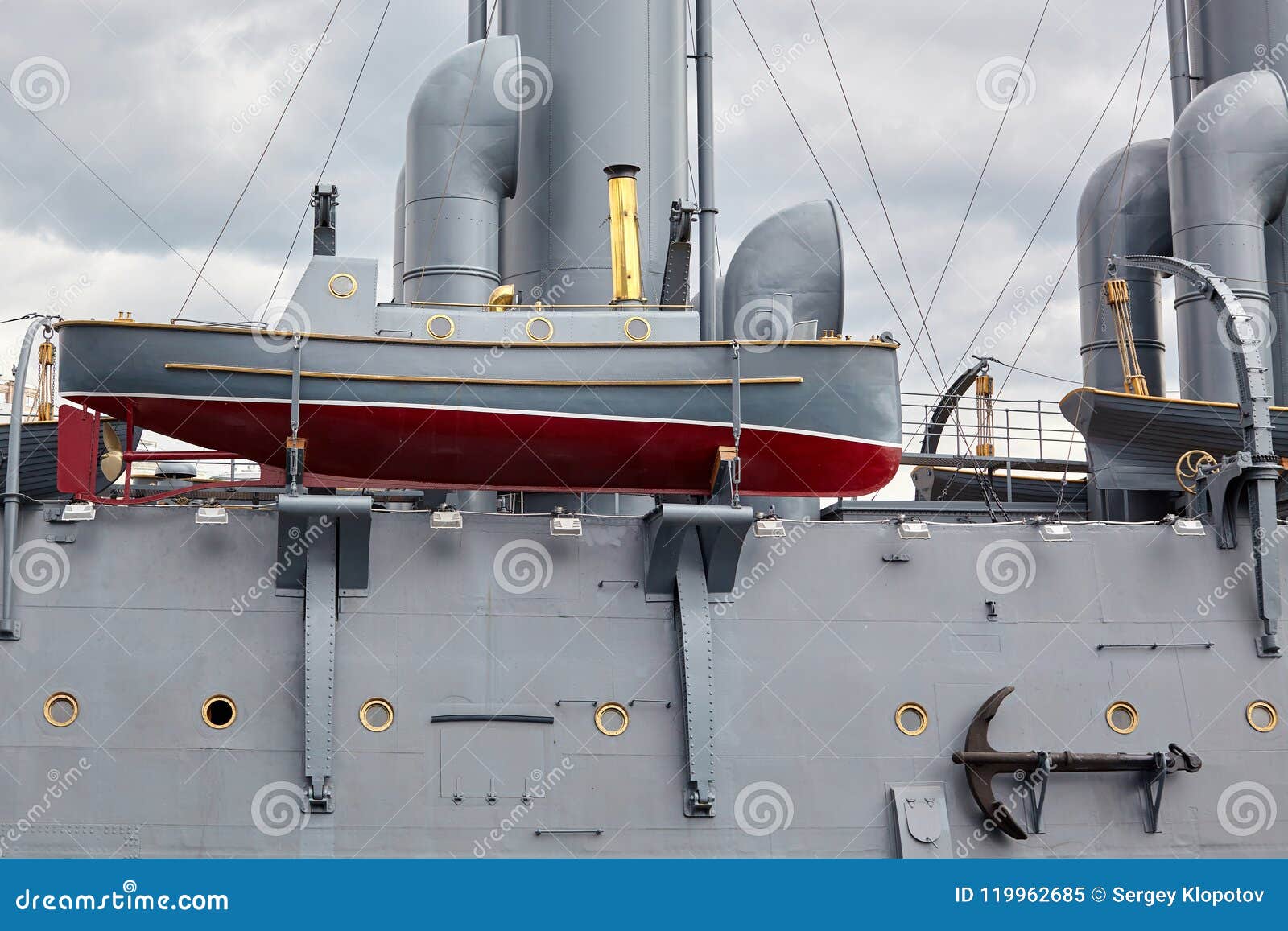 Boat with Steam Engine Aboard the Old Military Cruiser Editorial Image ...