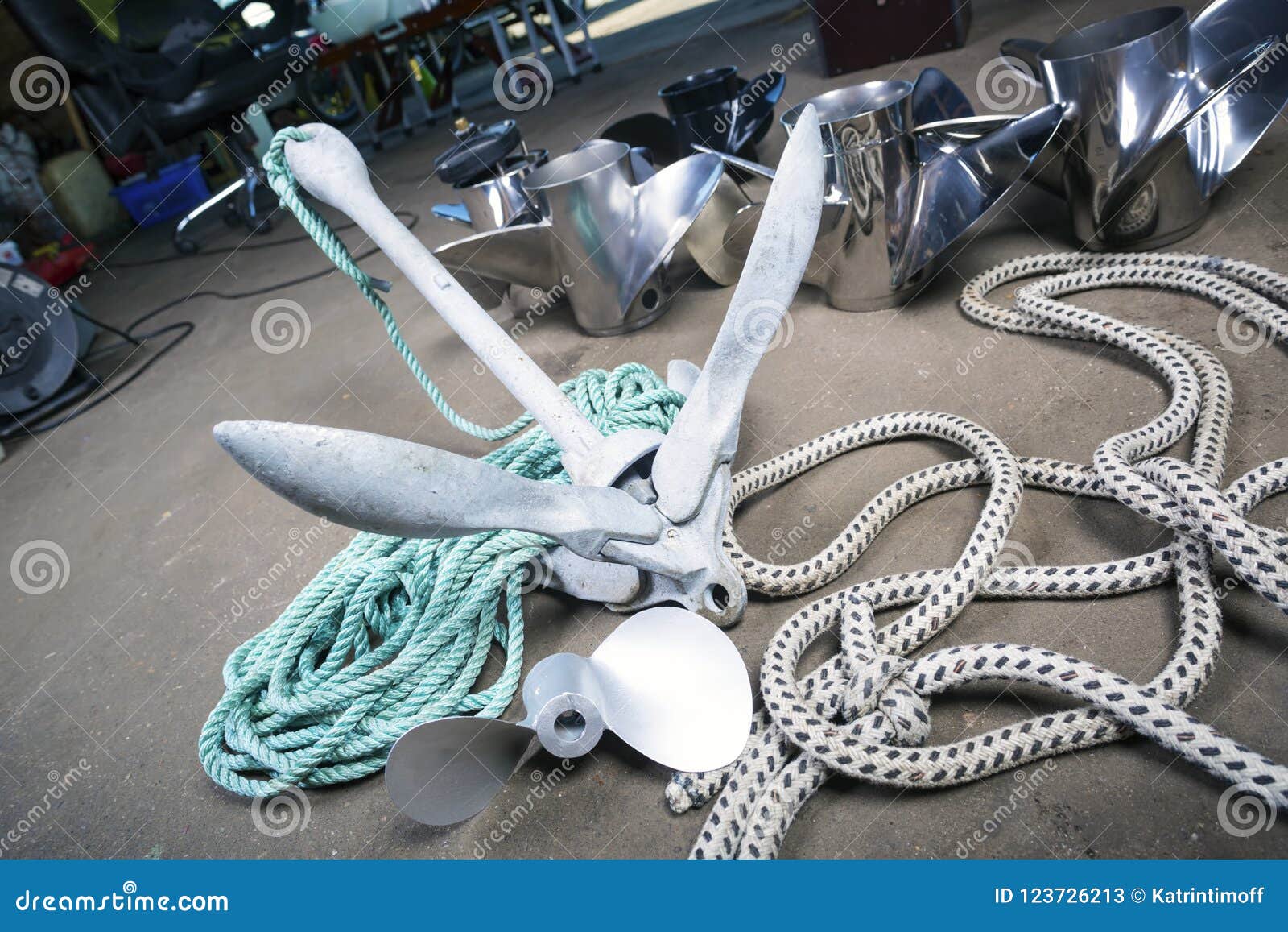 Boat Steel Propellers and Anchor Stock Image - Image of engineering ...