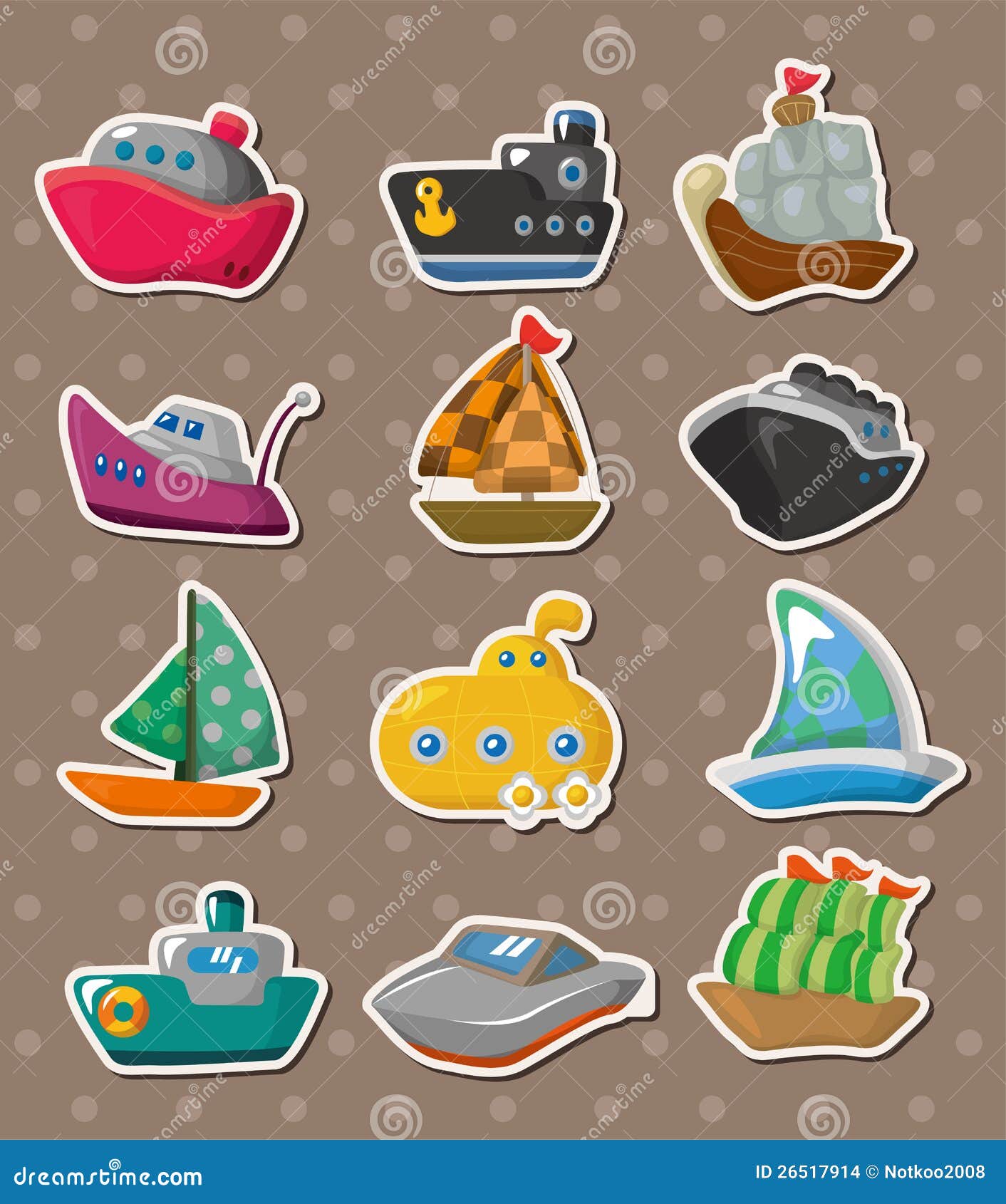 Boat stickers stock vector. Illustration of adorable - 26517914