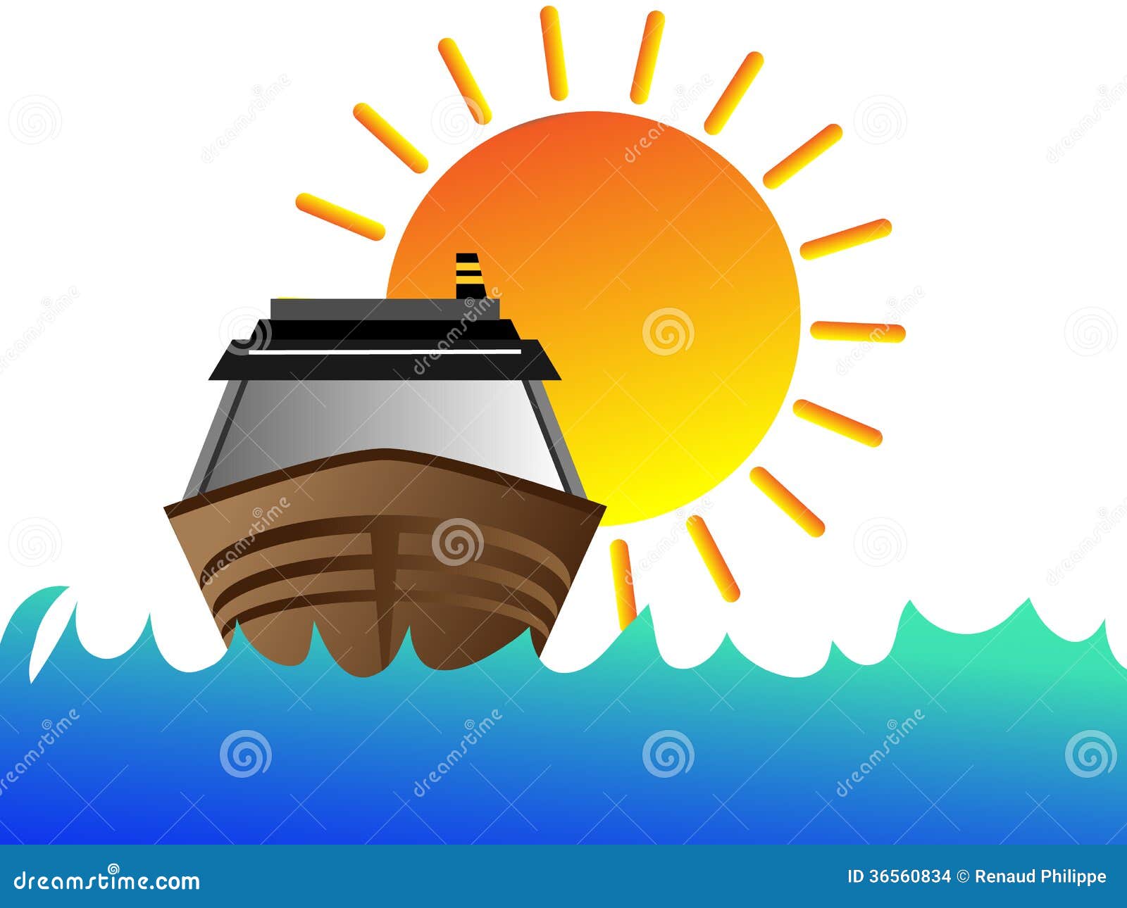 Boat with sun stock vector. Illustration of paradise - 36560834