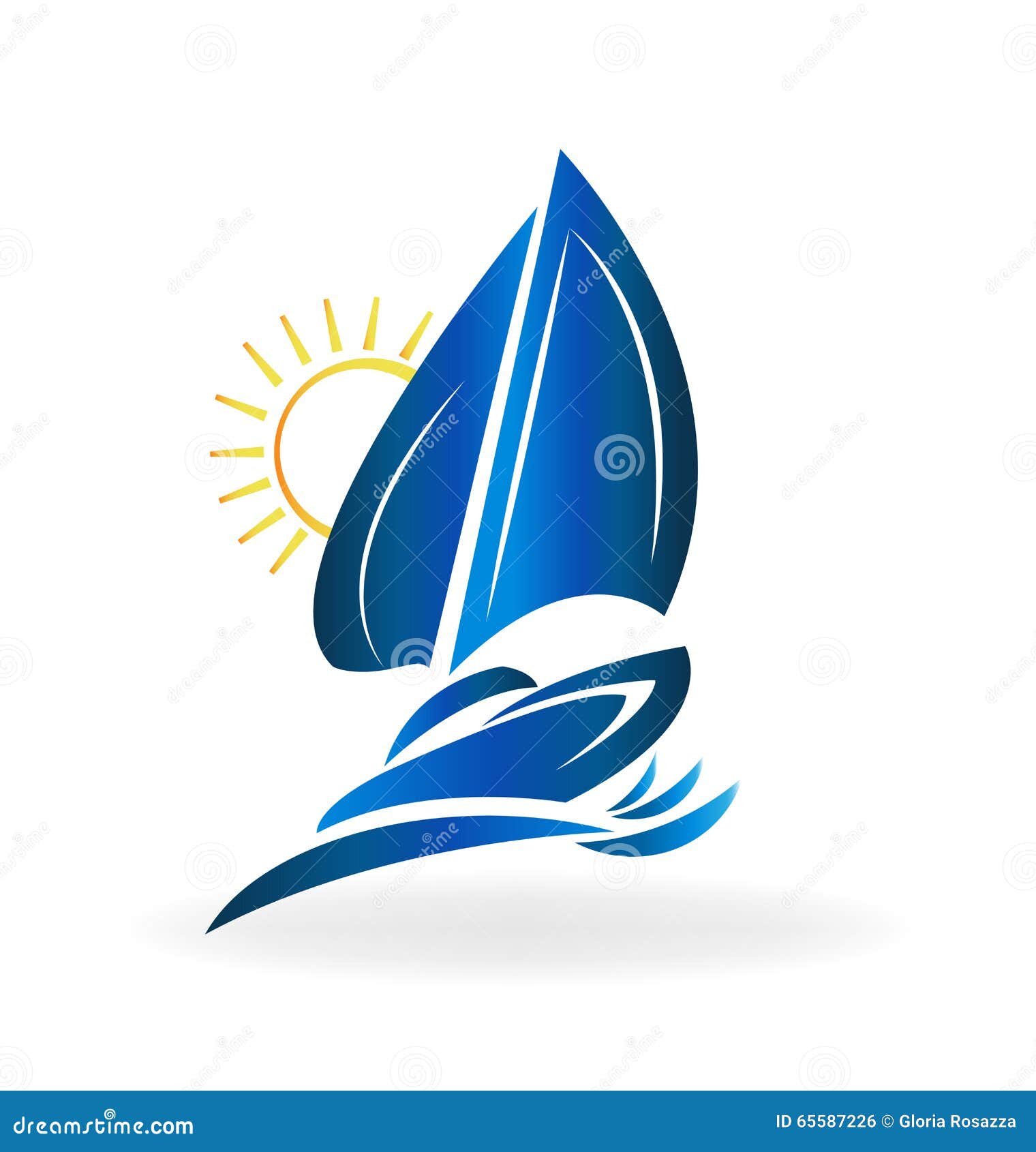 Boat sun waves logo stock illustration. Illustration of identity - 65587226