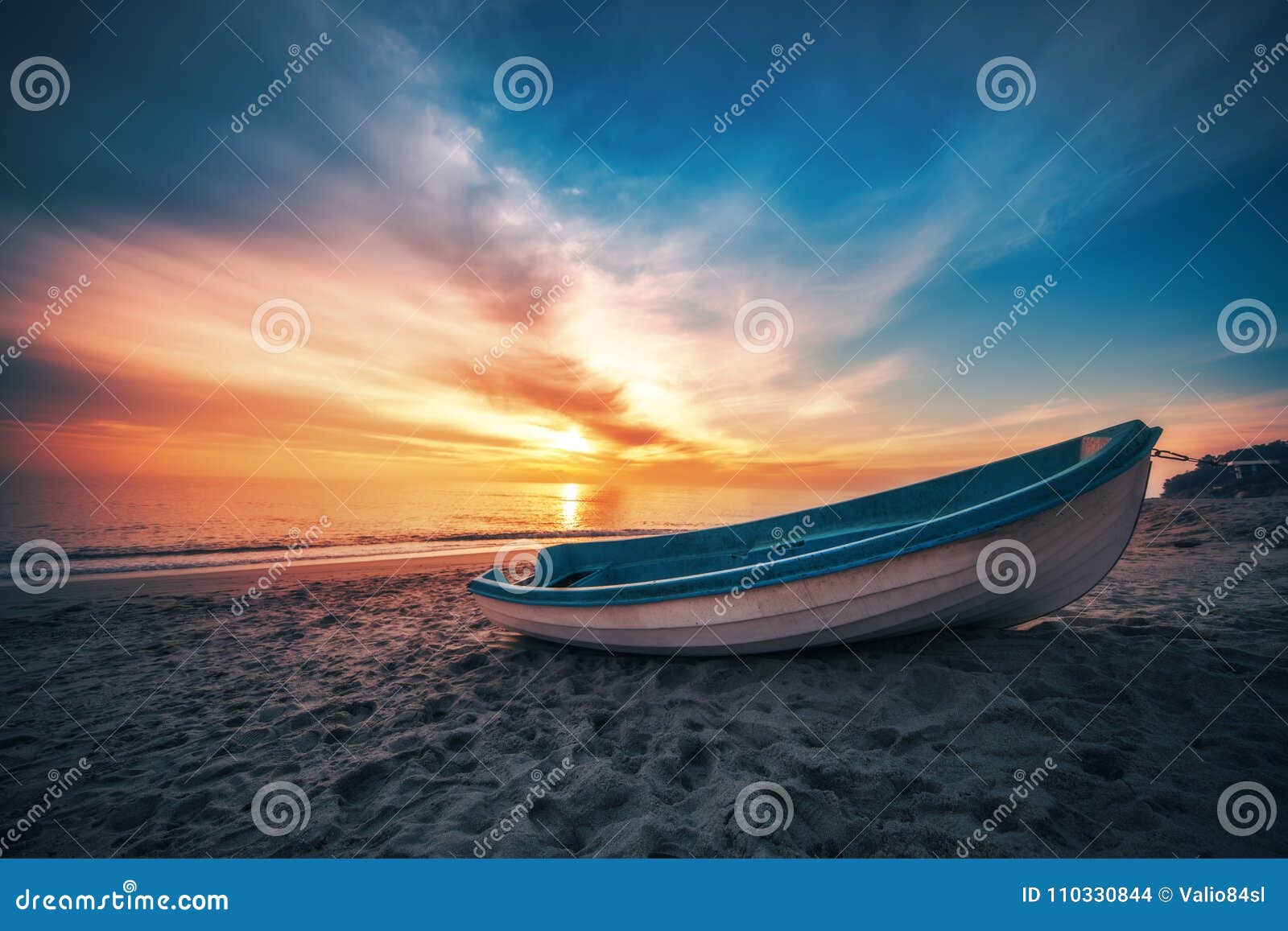 Boat and sunrise stock photo. Image of fishing, tourism - 110330844