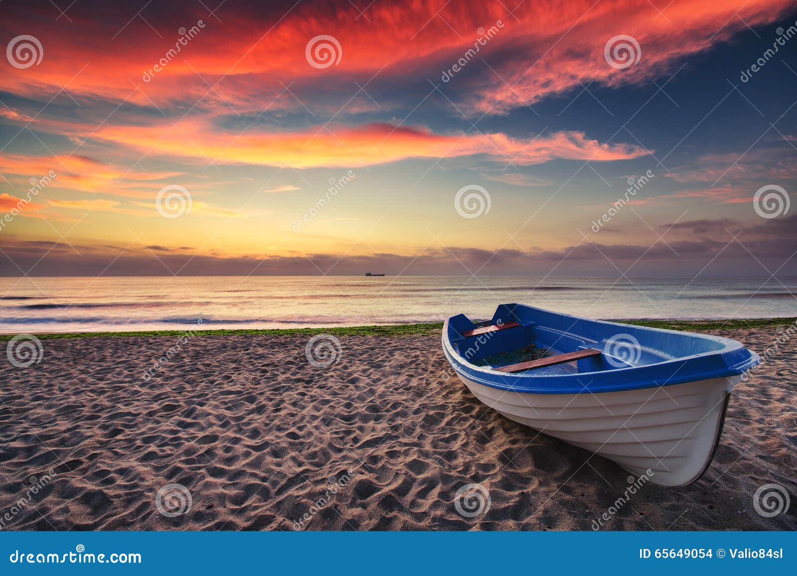 Boat and sunrise stock photo. Image of boat, landscape - 65649054