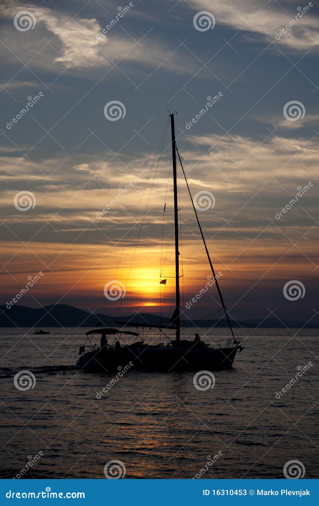 Boat on a sunset stock image. Image of sail, blue, relax - 16310453