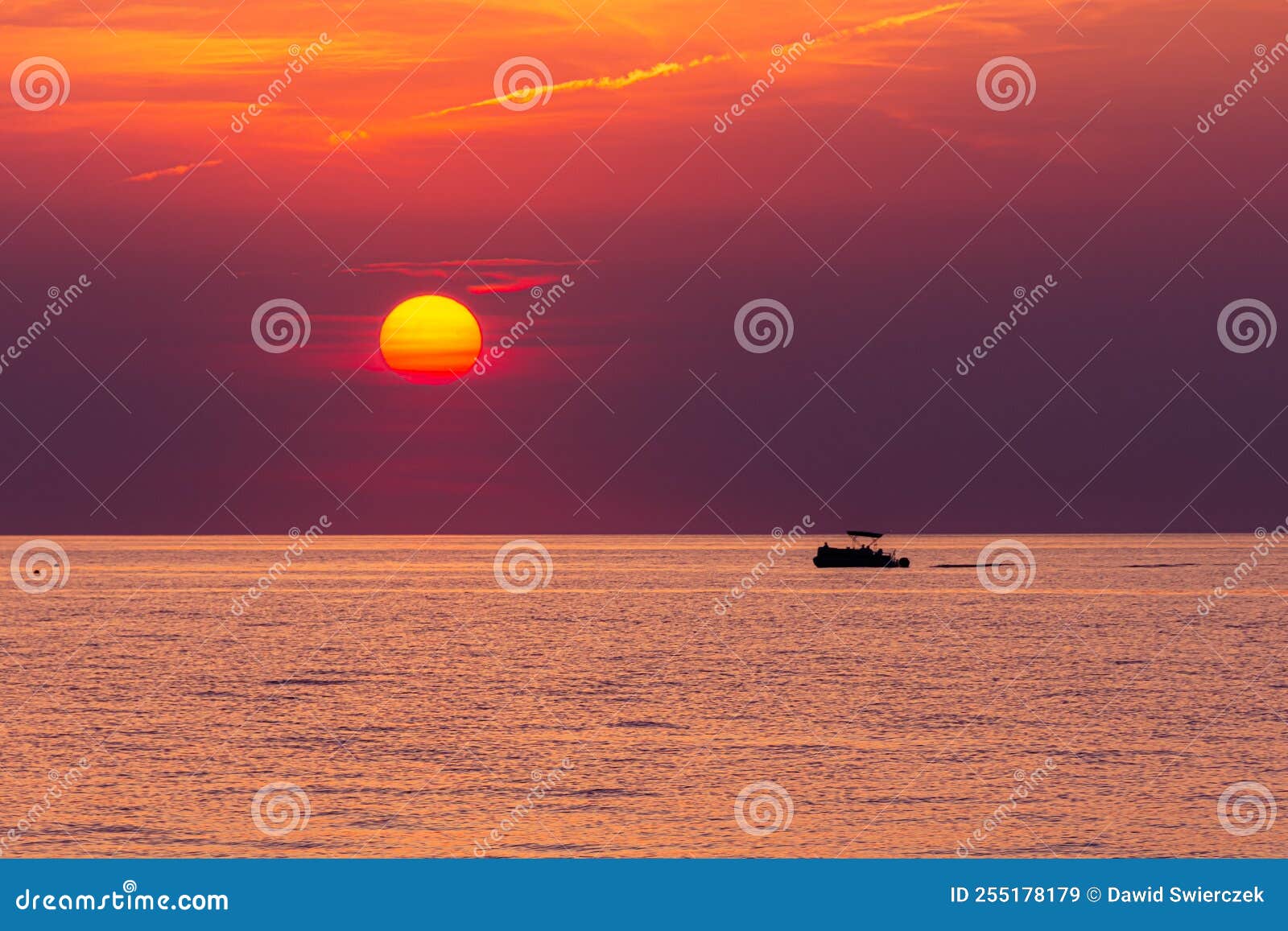 Boat in the sunset stock image. Image of evening, boating - 255178179