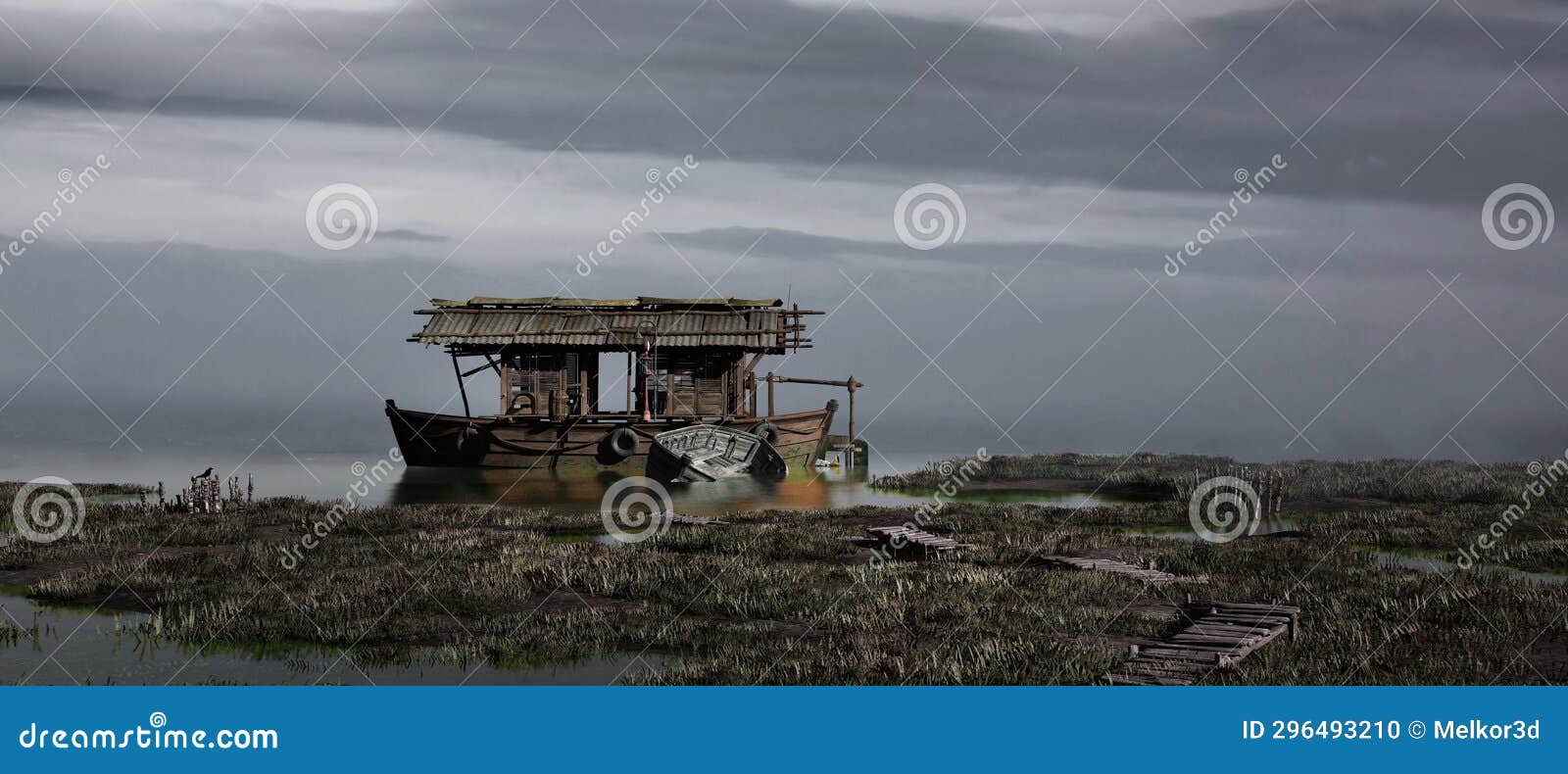 Boat in the swamp stock photo. Image of nature, swamp - 296493210