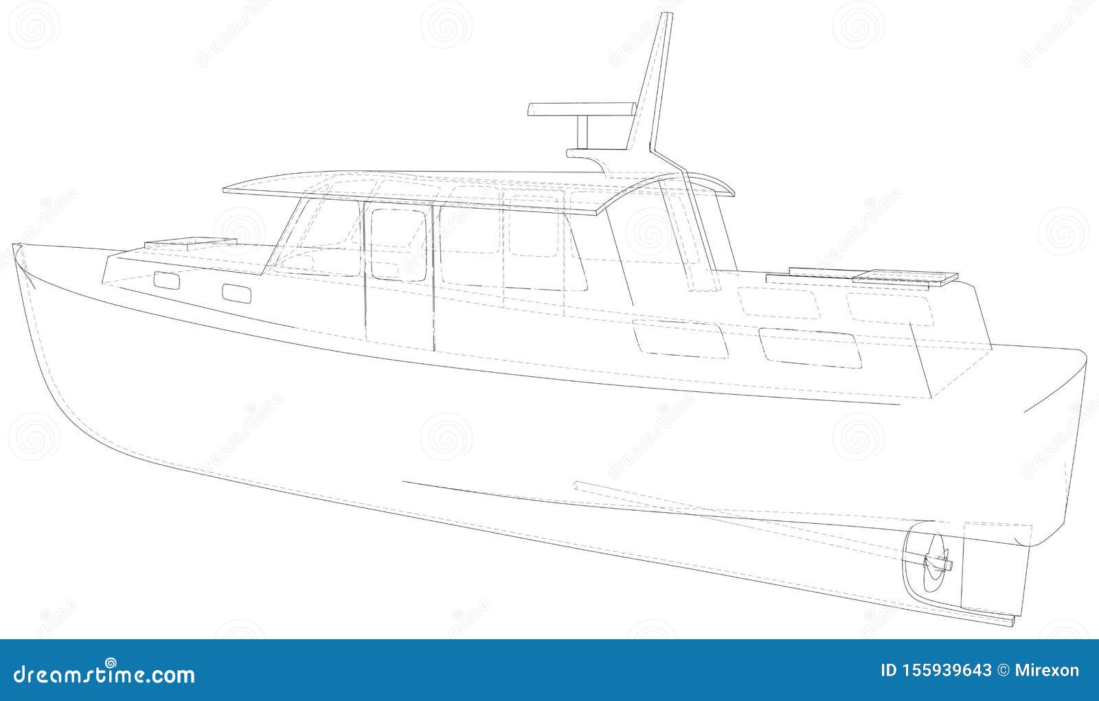 Boat. Technical Wire-frame. Vector Rendering of 3d Stock Vector ...