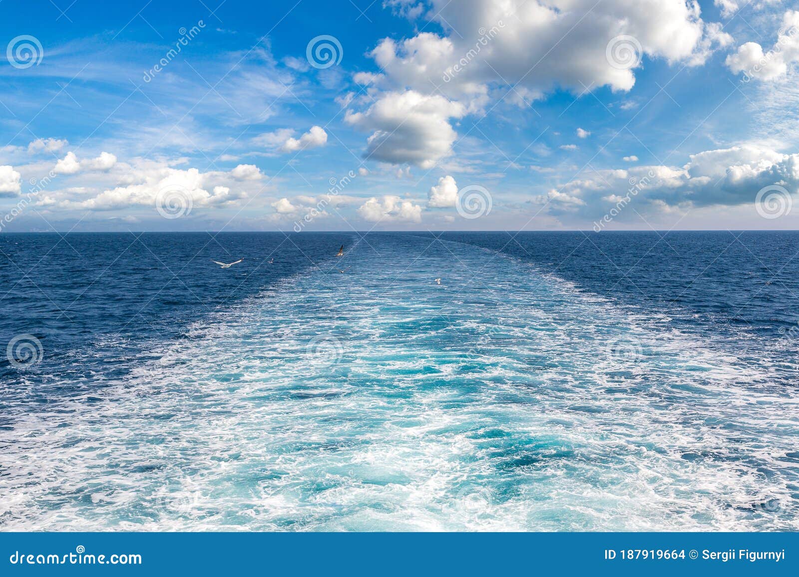 Boat trace in the sea stock photo. Image of ship, motion - 187919664