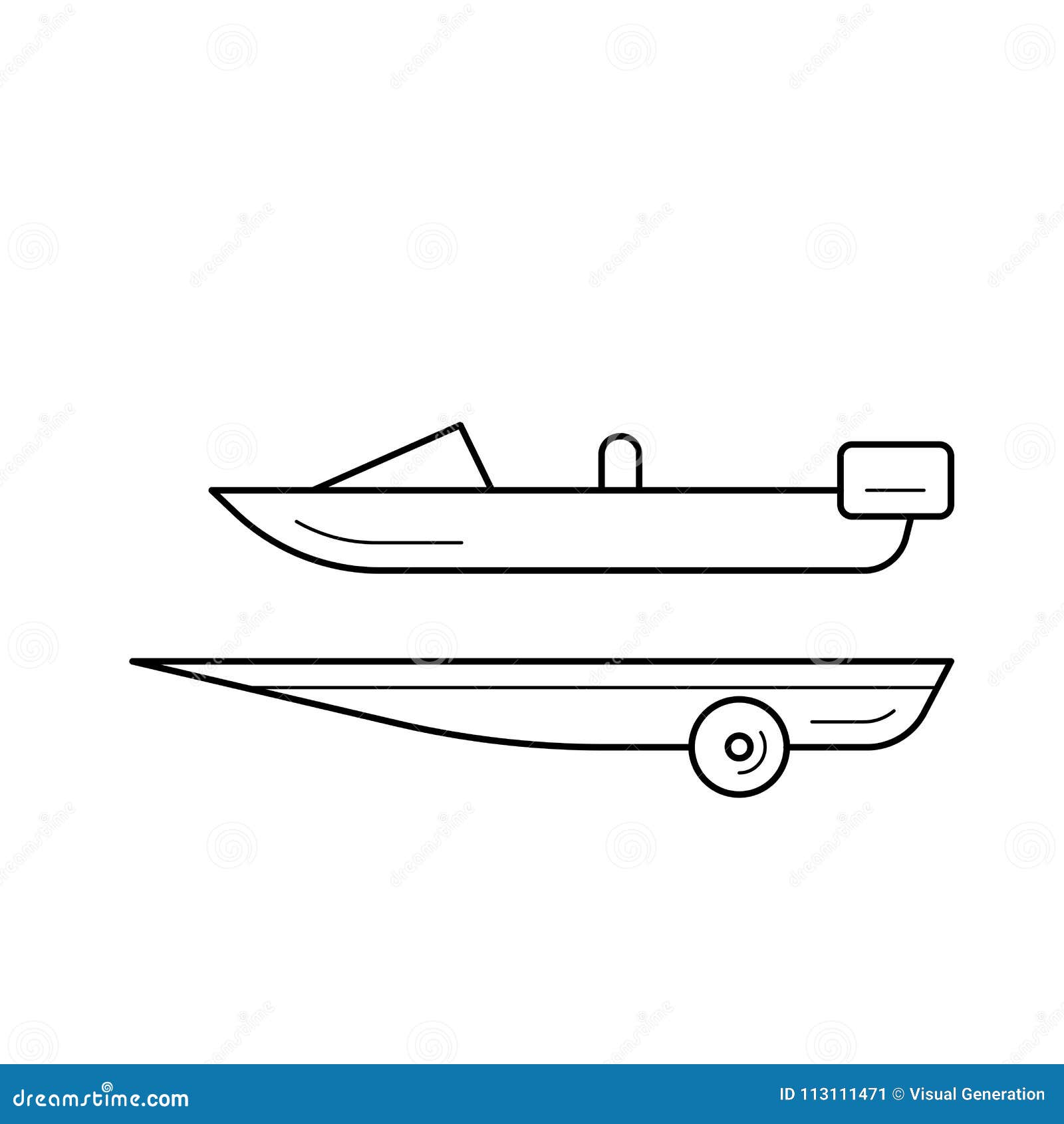 Boat trailer line icon. stock vector. Illustration of line - 113111471