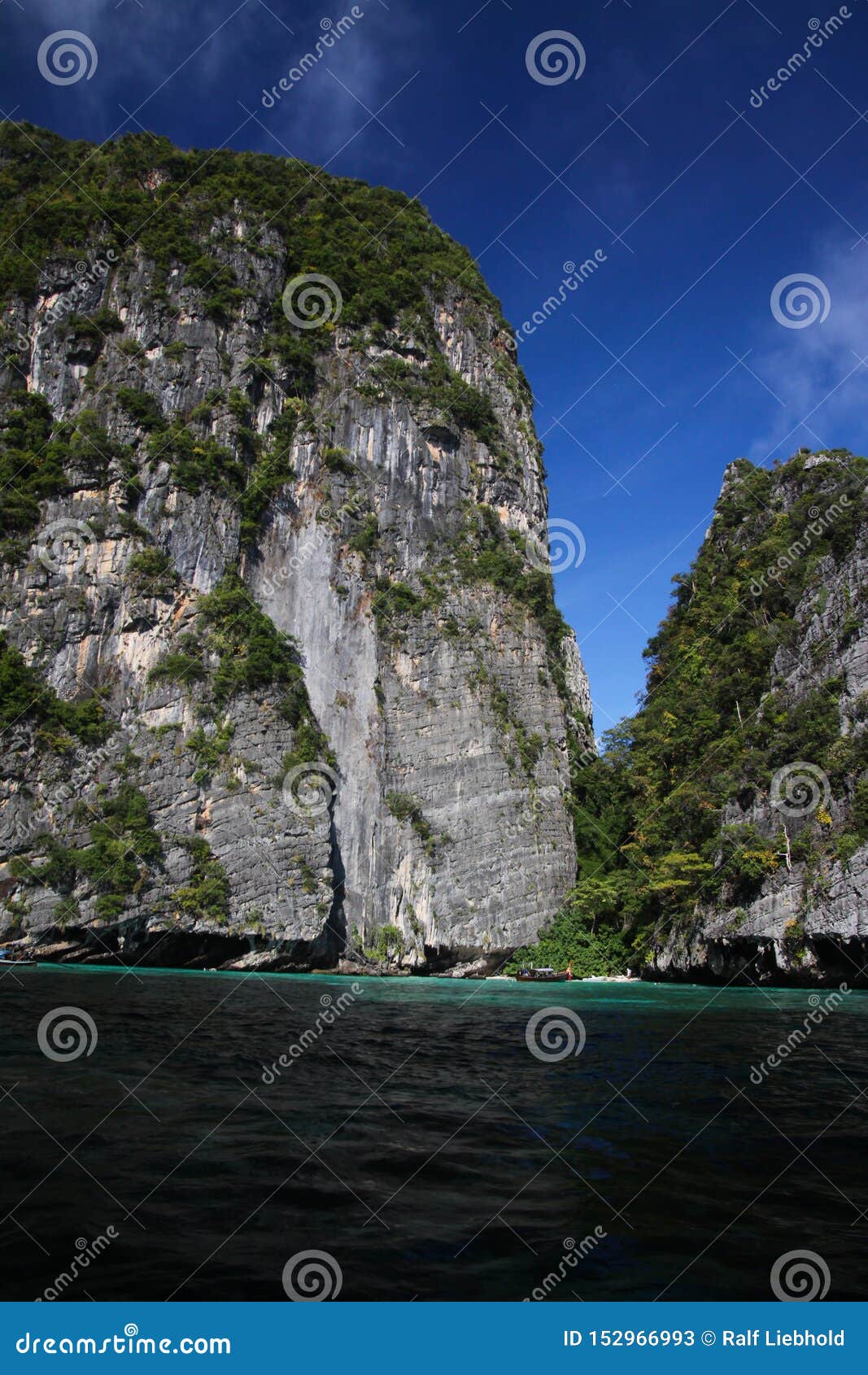 Boat Trip Around Impressive Steep Rough Cliffs of Tropical Island Ko ...
