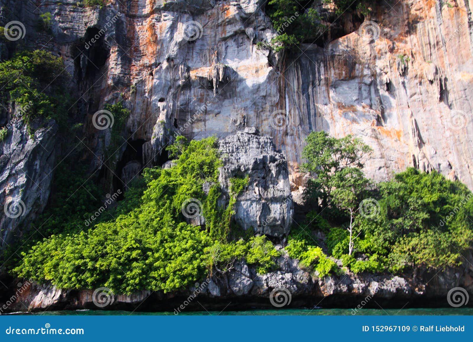 Boat Trip Around Impressive Steep Rough Cliffs of Tropical Island Ko ...