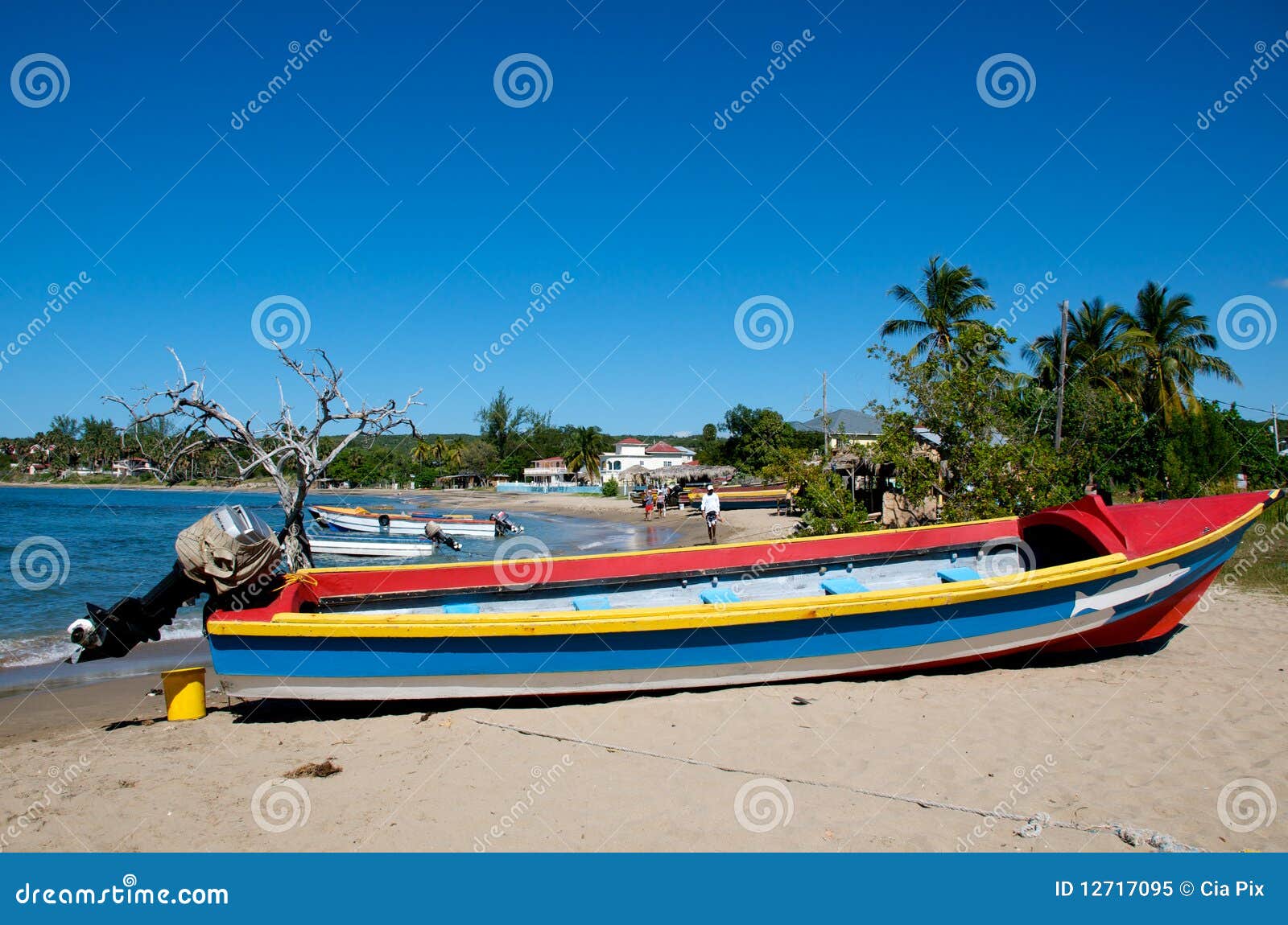 Boat on tropical beach stock image. Image of greater - 12717095