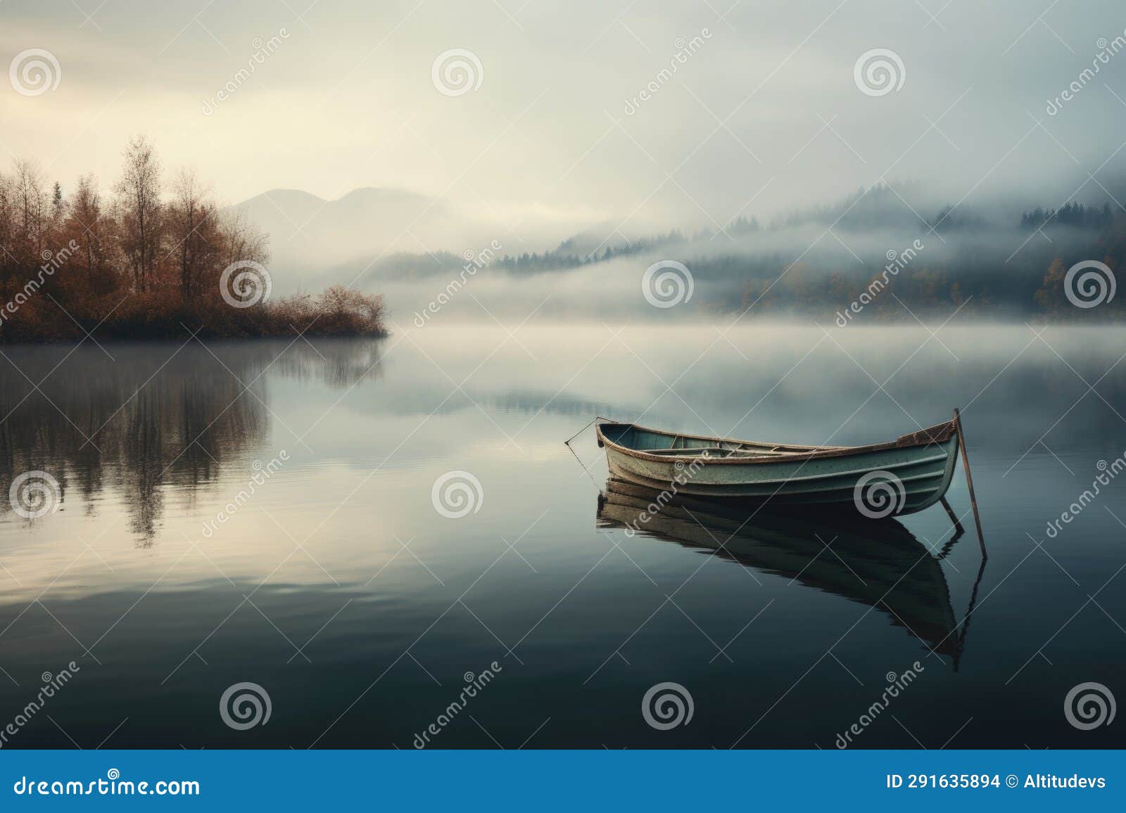 A Boat for Two Floating on a Tranquil Lake Stock Photo - Image of ...