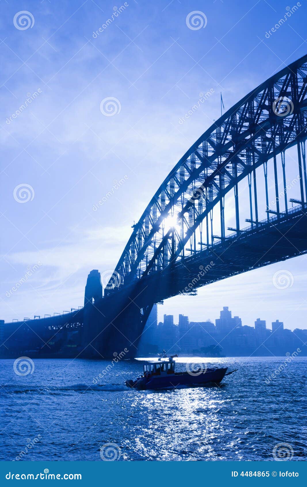 Boat under bridge. stock image. Image of vacation, harbour - 4484865