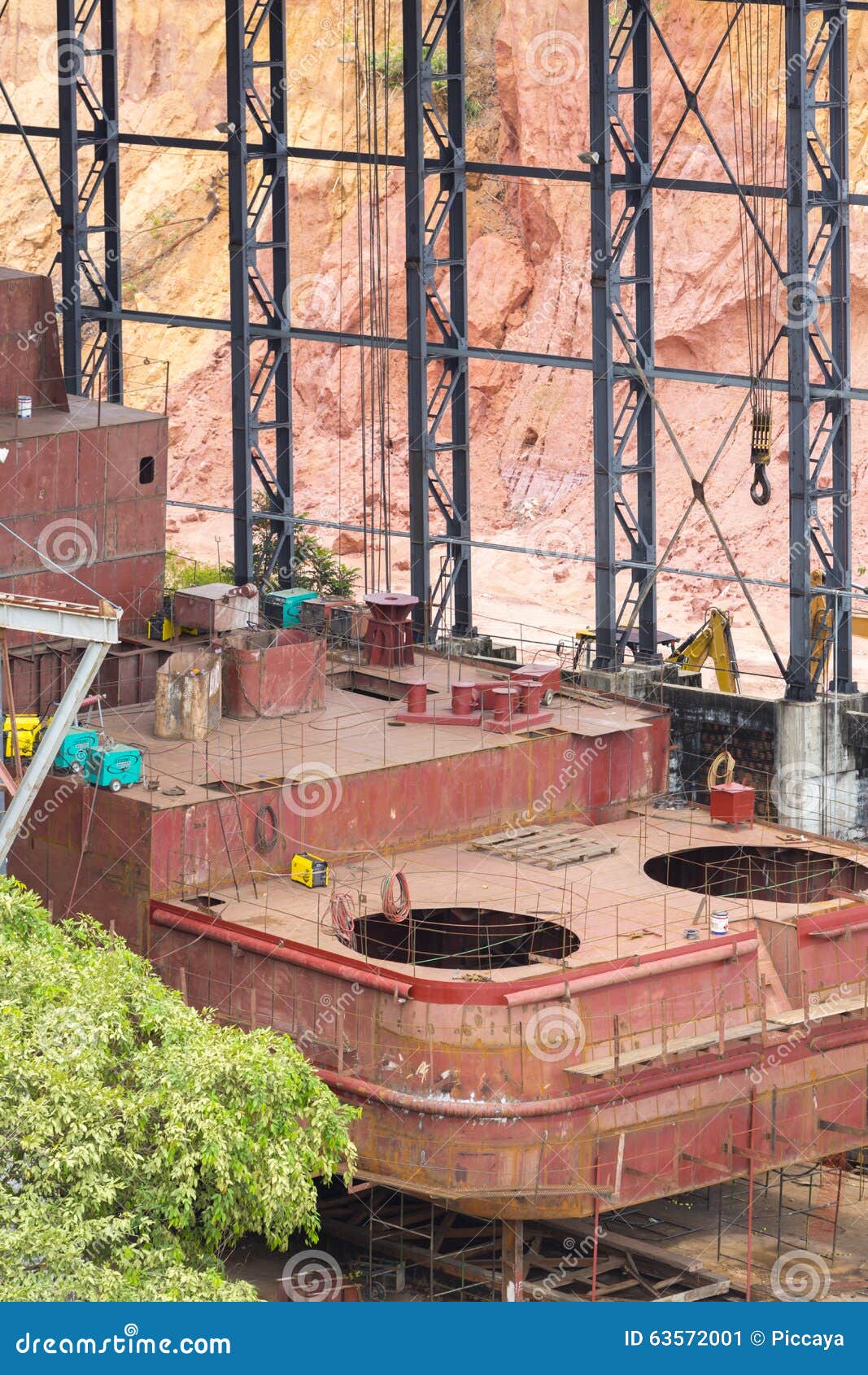 Boat Under Construction in Shipyard in Manaus, Brazil Stock Image ...