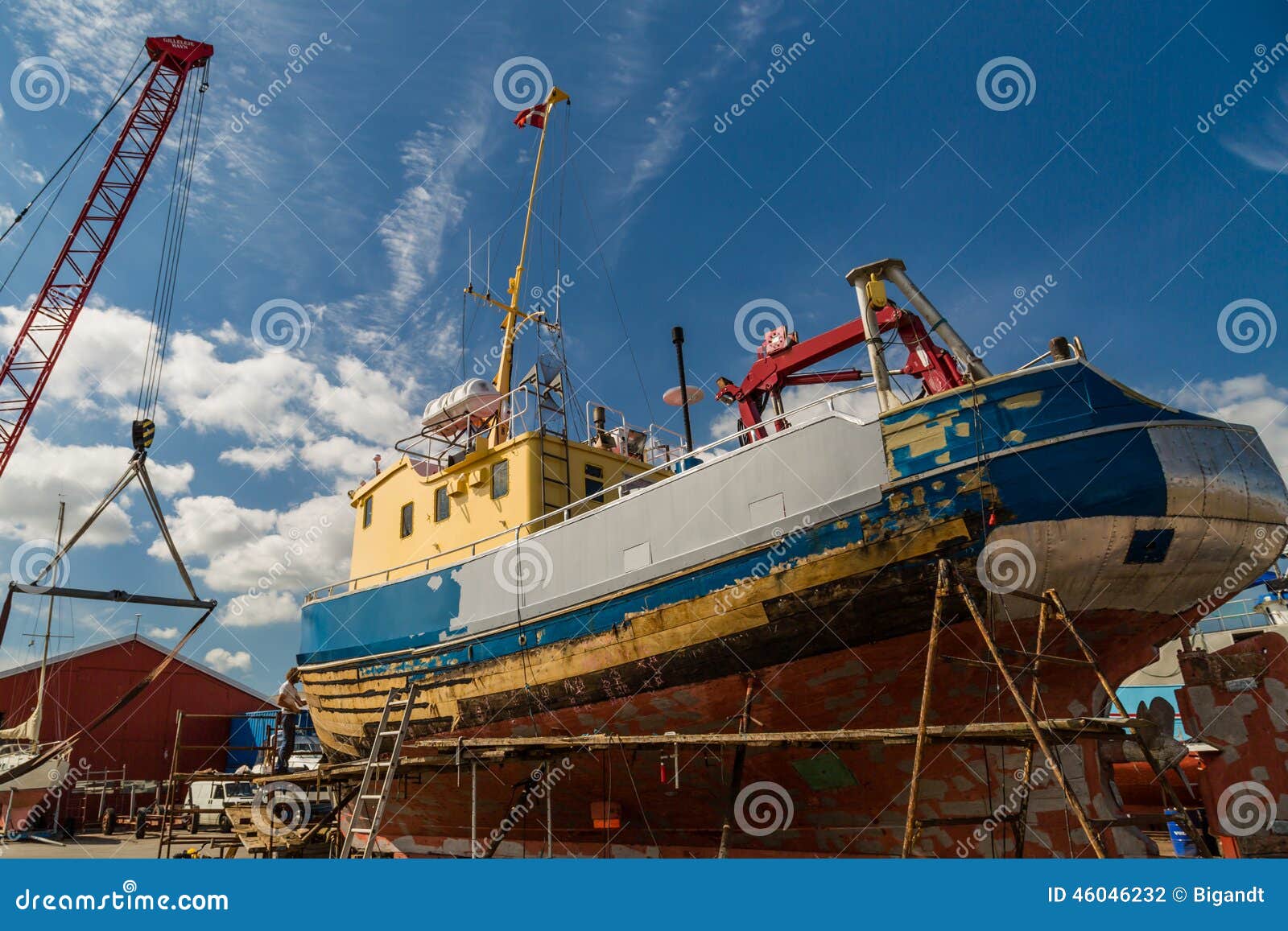 Boat under repair stock photo. Image of harbor, naval - 46046232
