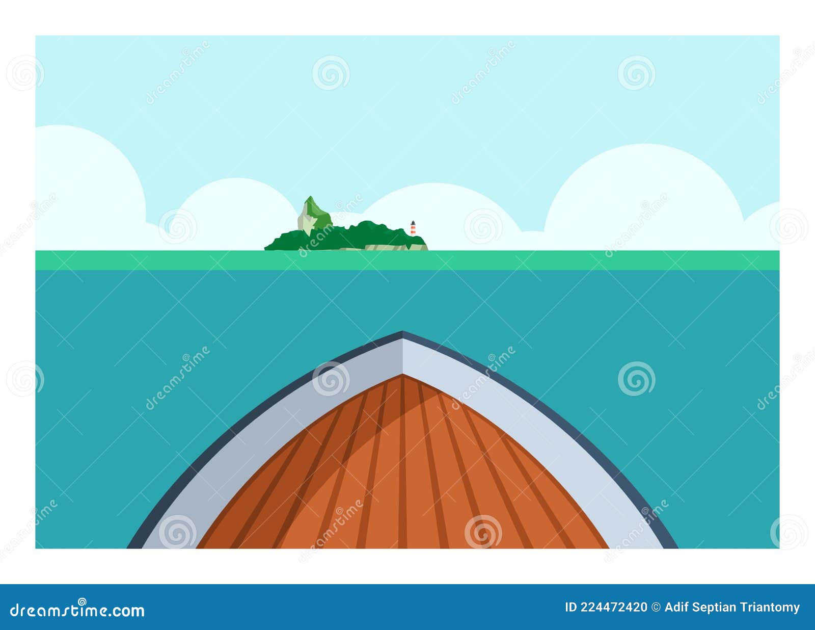 Boat View into Land. Simple Flat Illustration. Stock Vector ...