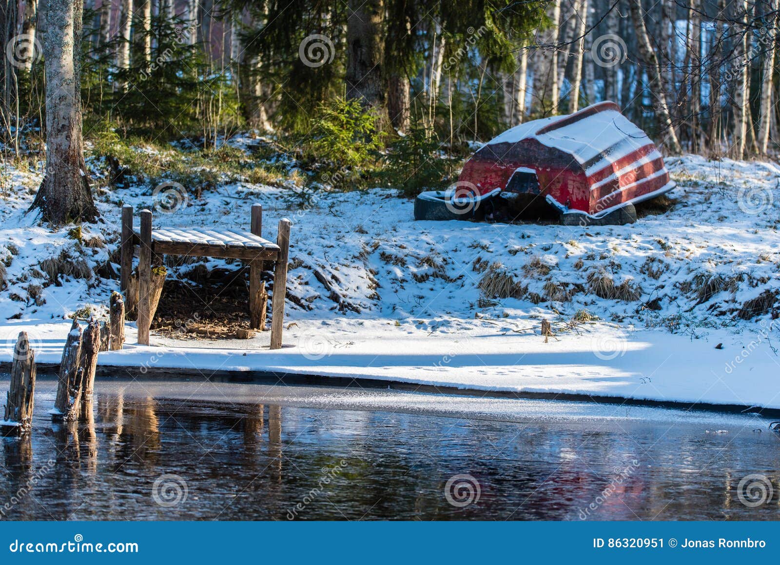 A Boat Waiting in Snow for the Spring Stock Image - Image of white ...