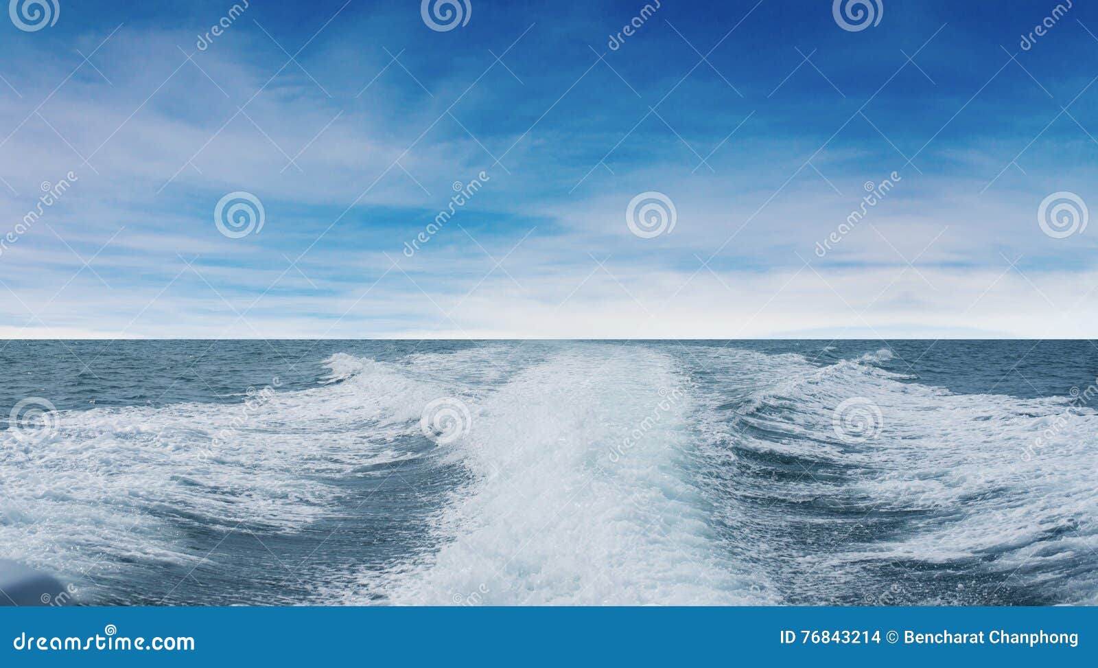 Boat Wake Prop Wash on Blue Ocean Sea Stock Photo - Image of recreation ...