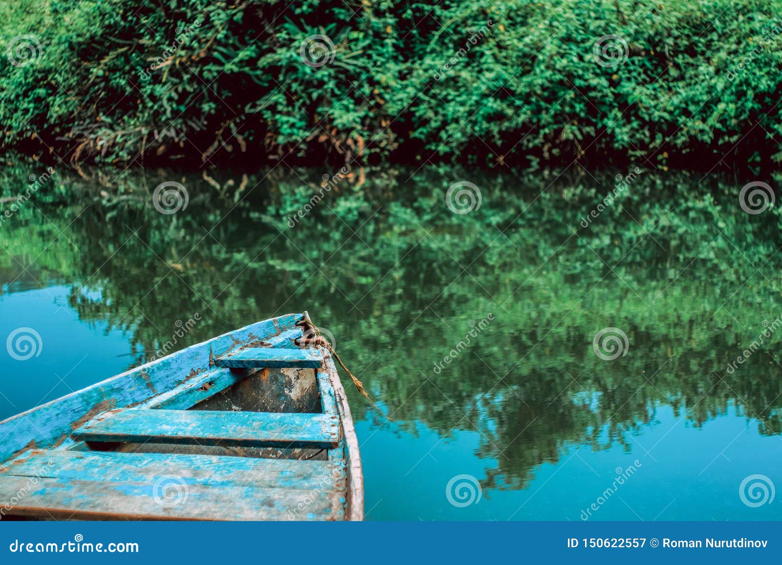 Boat on the Water and Reflection Stock Image - Image of water, tree ...