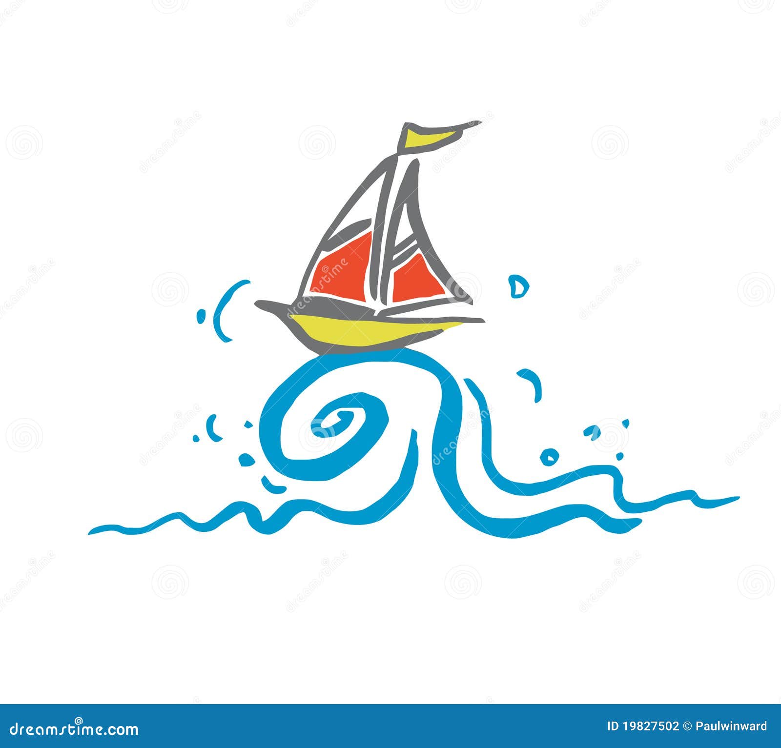 Boat on a Wave stock vector. Illustration of sails, flag - 19827502