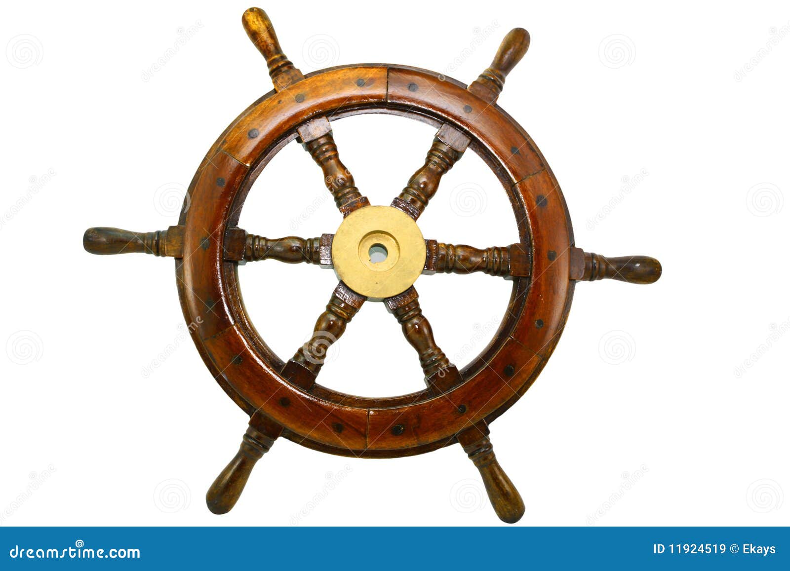 Old Fashion Boat Wheel with Brass Centre Stock Image - Image of bridge ...