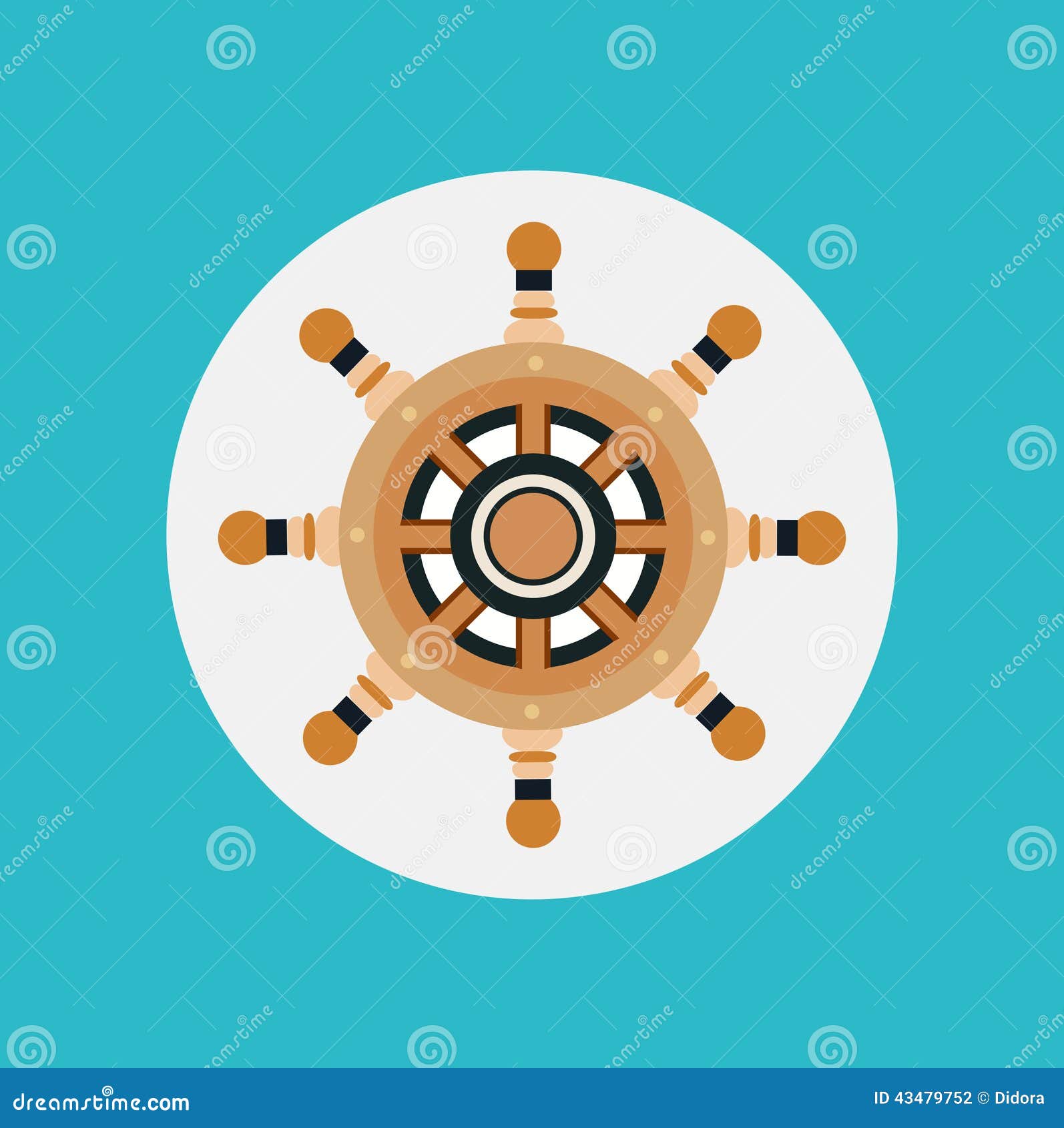 Boat Wheel Flat Icon Design Stock Vector - Illustration of vector ...