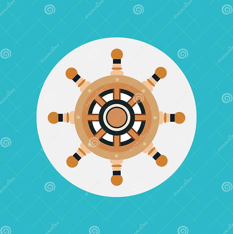 Boat Wheel Flat Icon Design Stock Vector - Illustration of vector ...