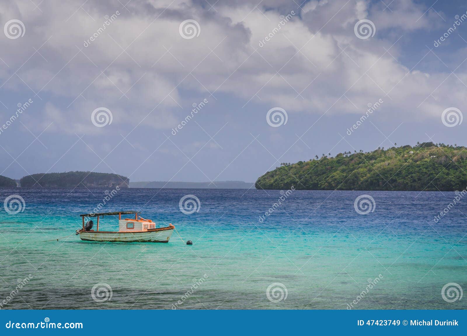 Boat at the White Sand Beaches in the Kingdom of Tonga Stock Image ...