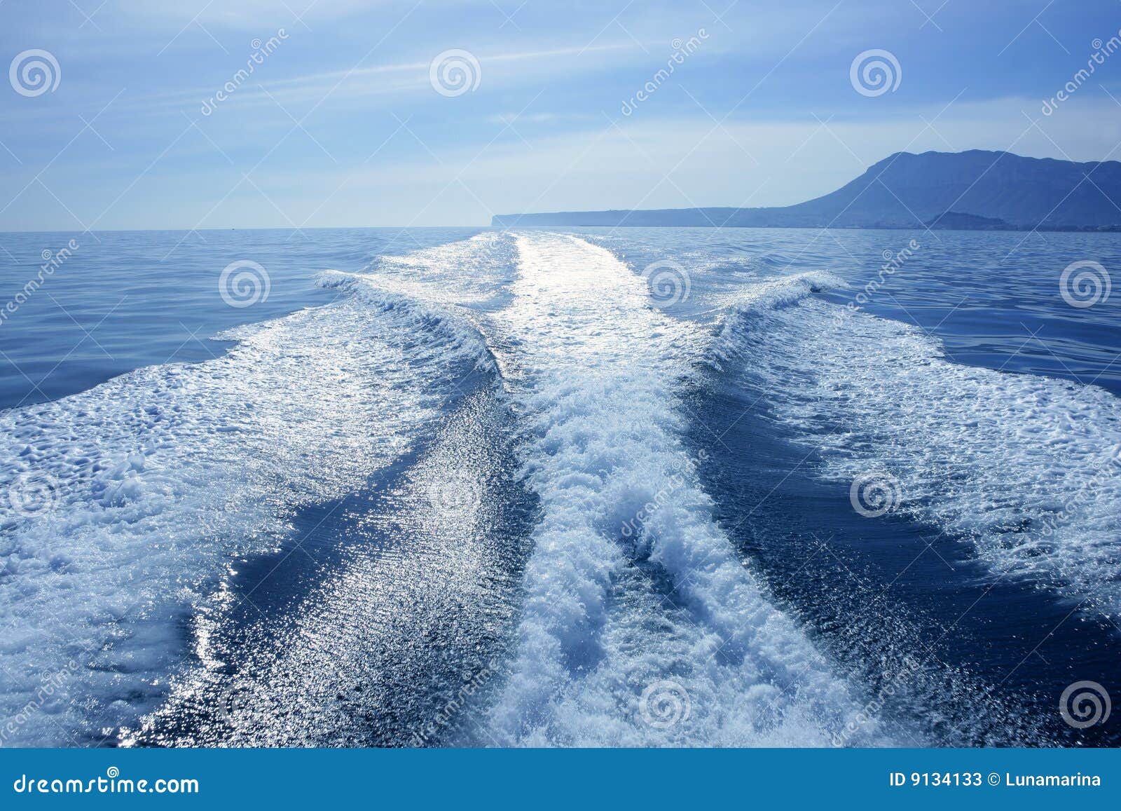 Boat White Wake on the Blue Ocean Sea Stock Image - Image of fast, foam ...