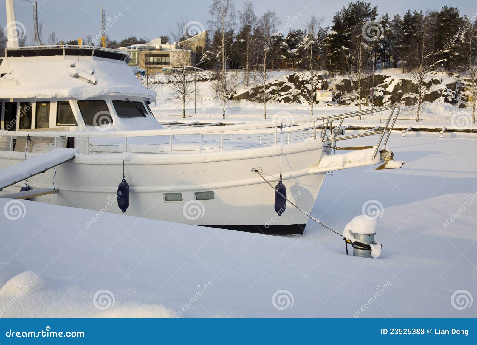 Boat in Winter stock photo. Image of city, snow, tampere - 23525388