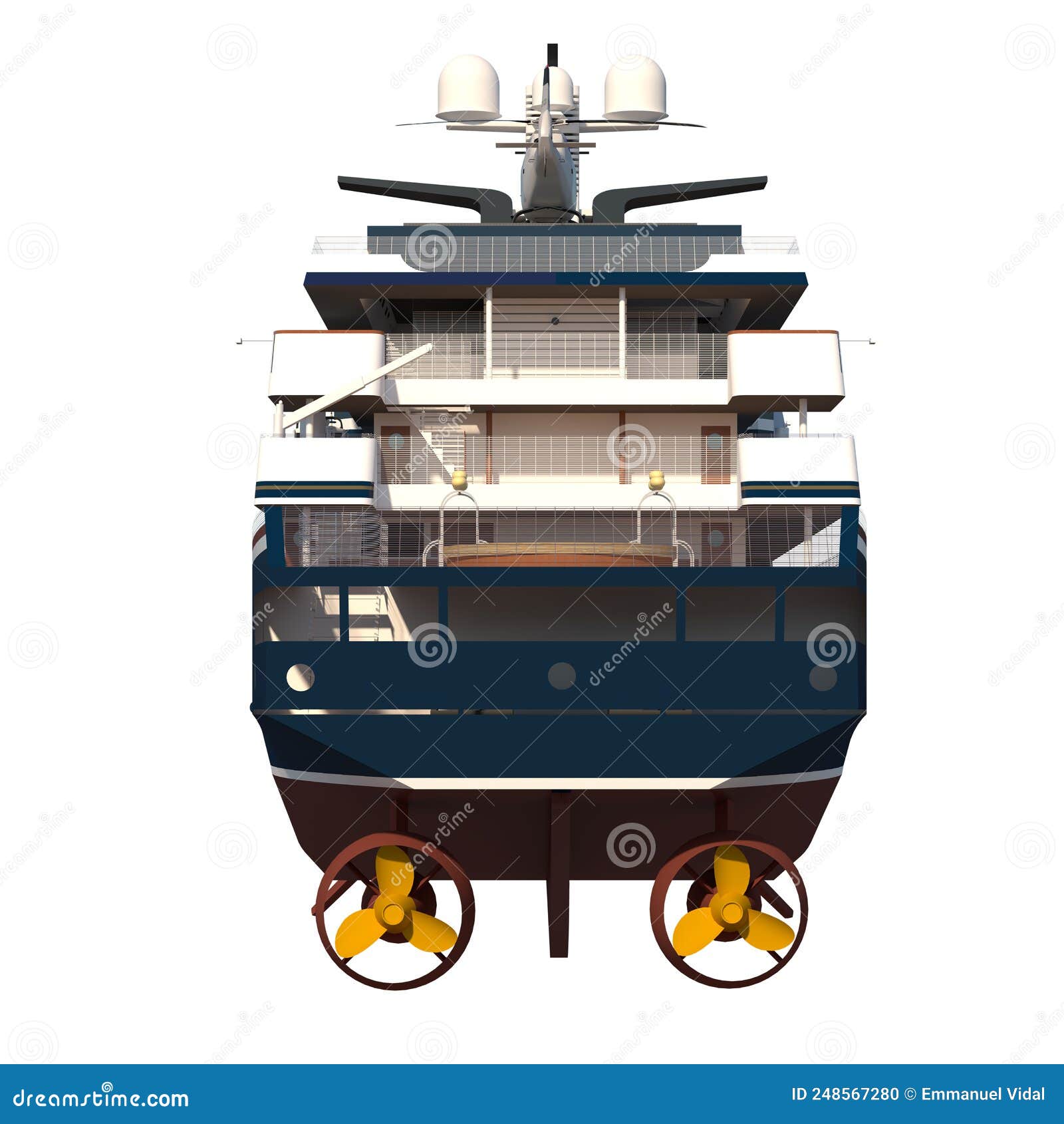 Cruise Ship Boat 1- Back View White Background 3D Rendering Ilustracion ...
