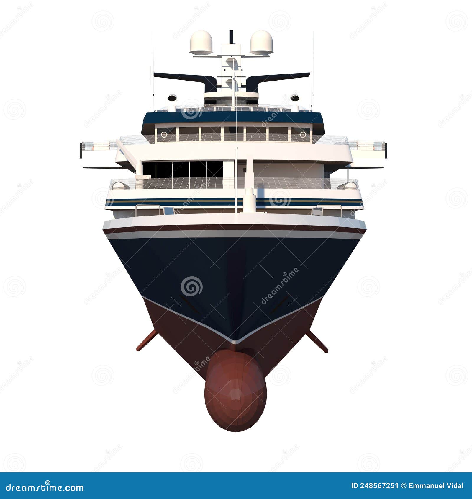 Cruise Ship Boat 1- Front View White Background 3D Rendering ...