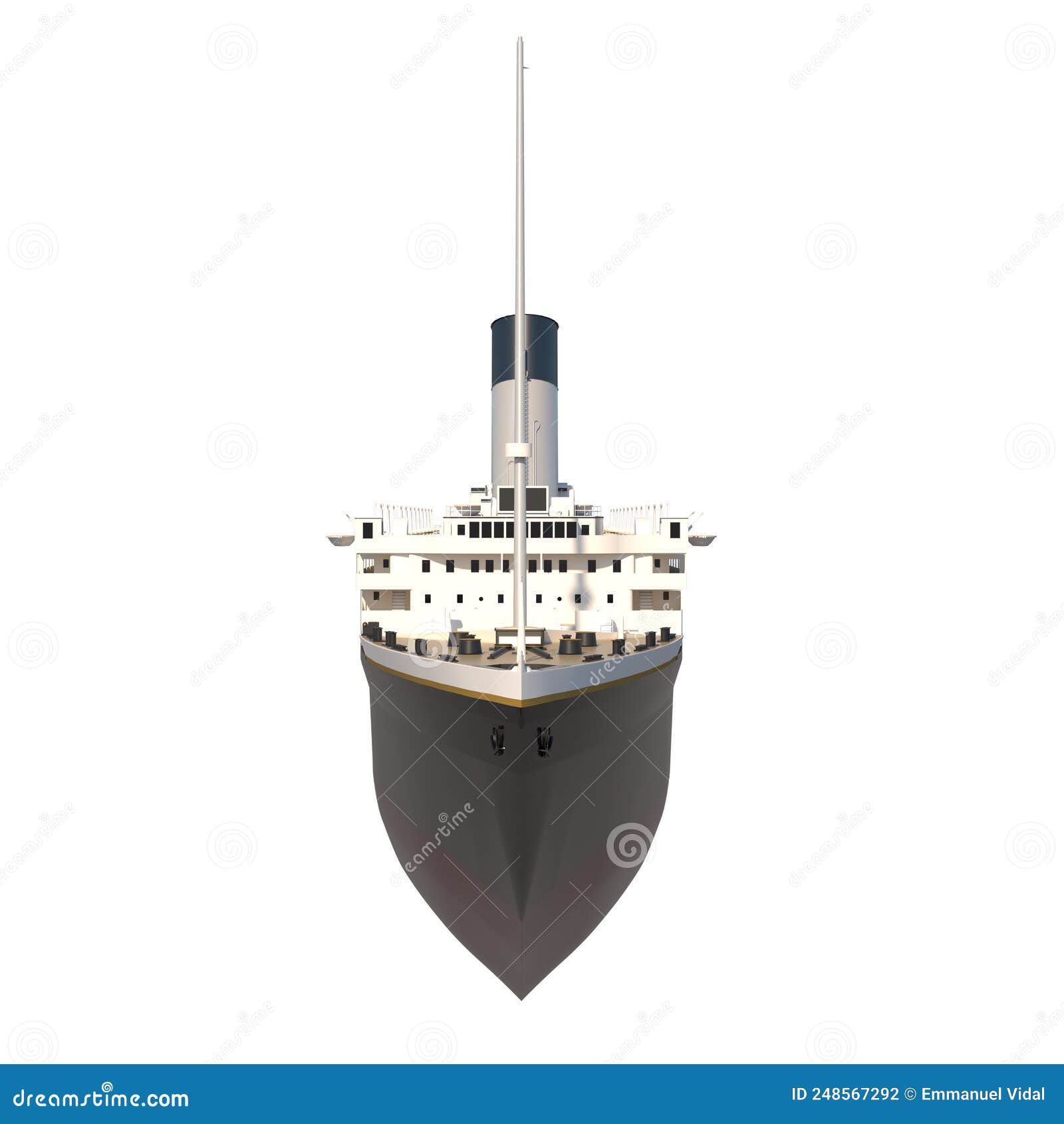 Old Cruise Ship Boat 1- Front View White Background 3D Rendering ...