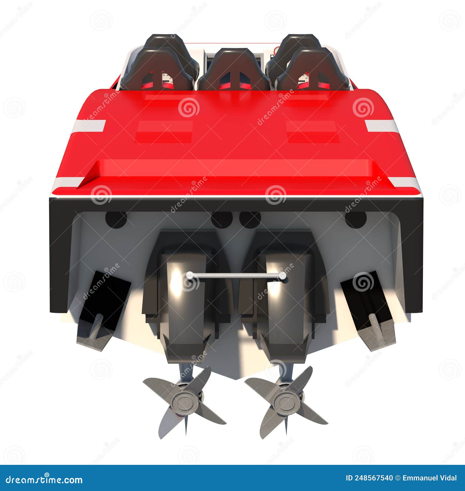 Ship Sports Boat 1- Back View White Background 3D Rendering Ilustracion ...