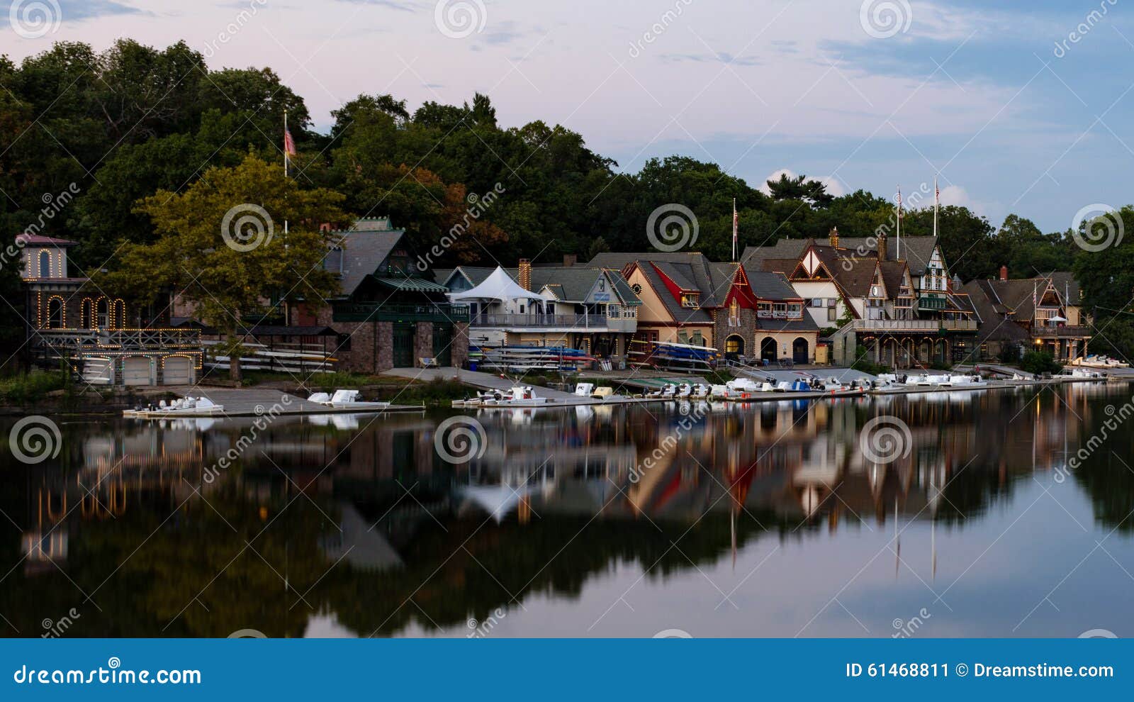 Boathouse Row stock image. Image of sunset, philadelphia - 61468811