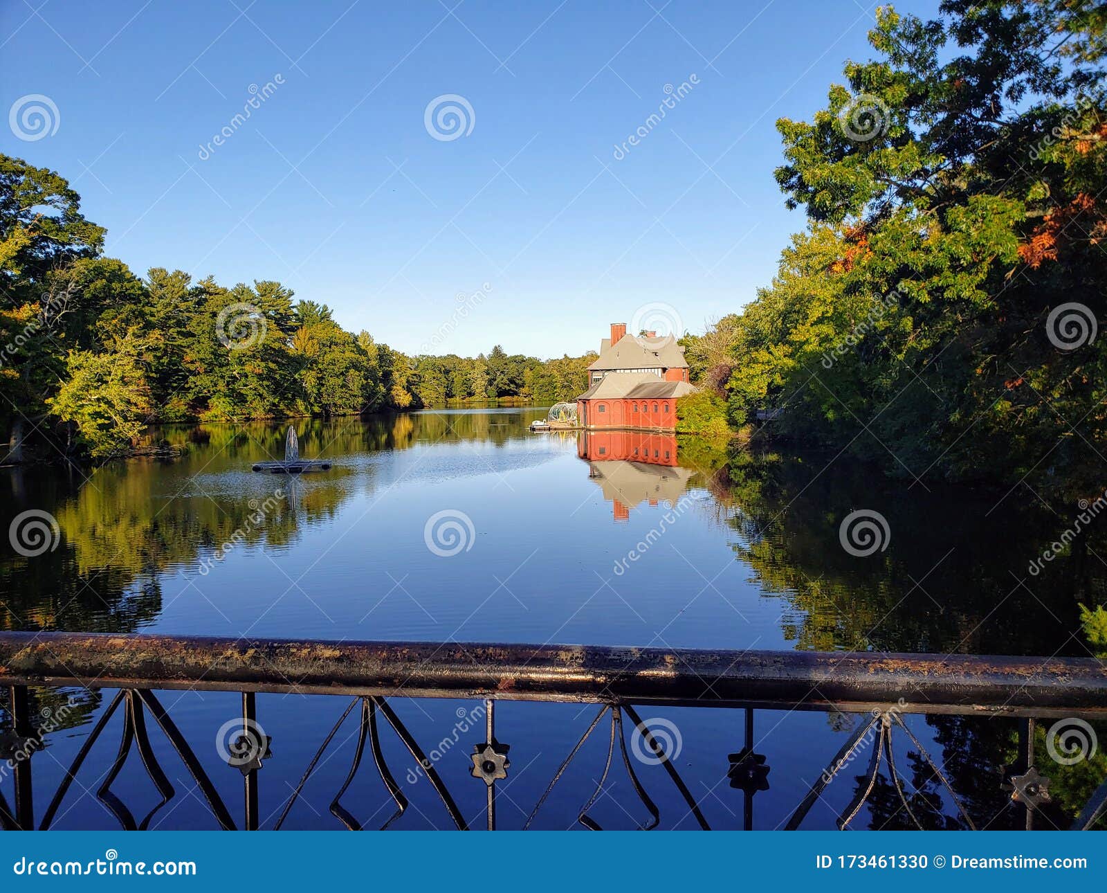 Boathouse in clear view stock photo. Image of providence - 173461330