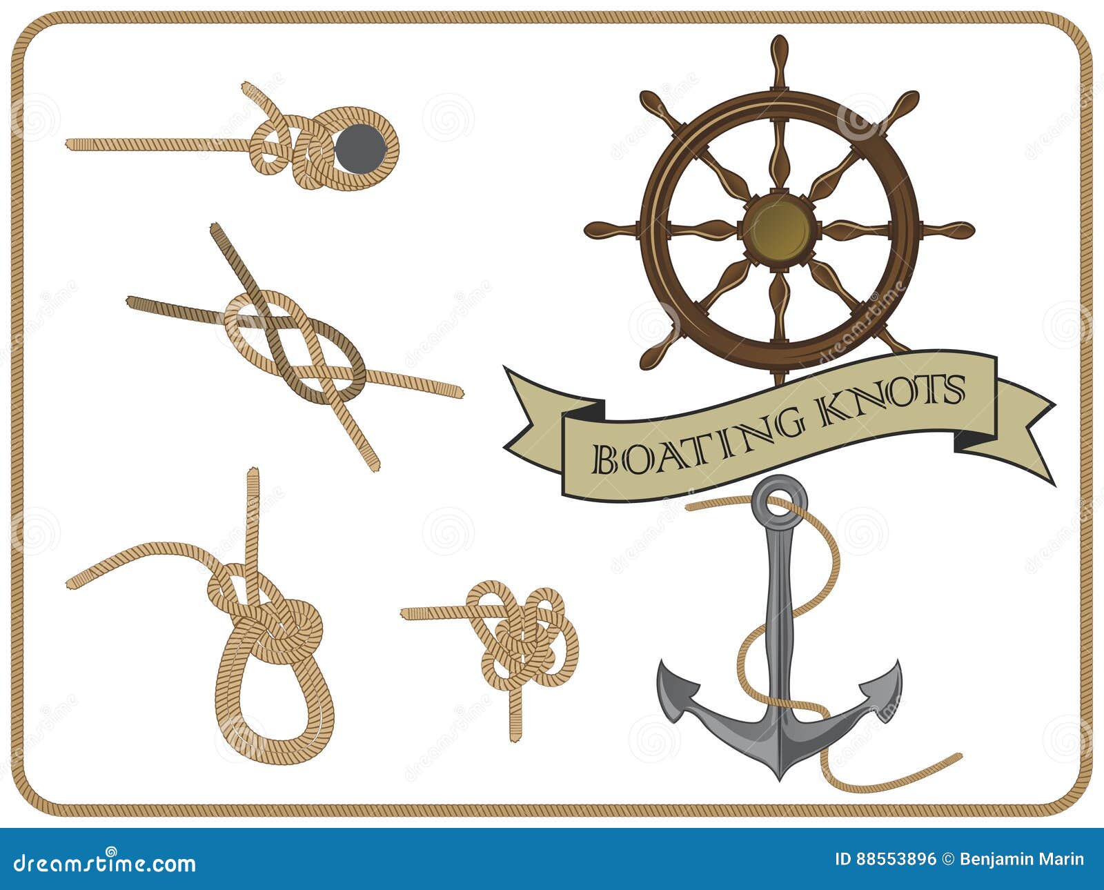 Boating knots stock vector. Illustration of boat, sail - 88553896